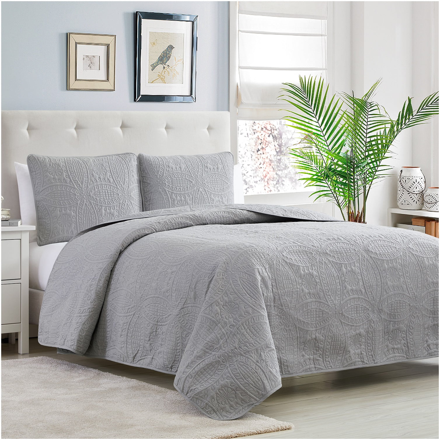Gray coverlet queen store