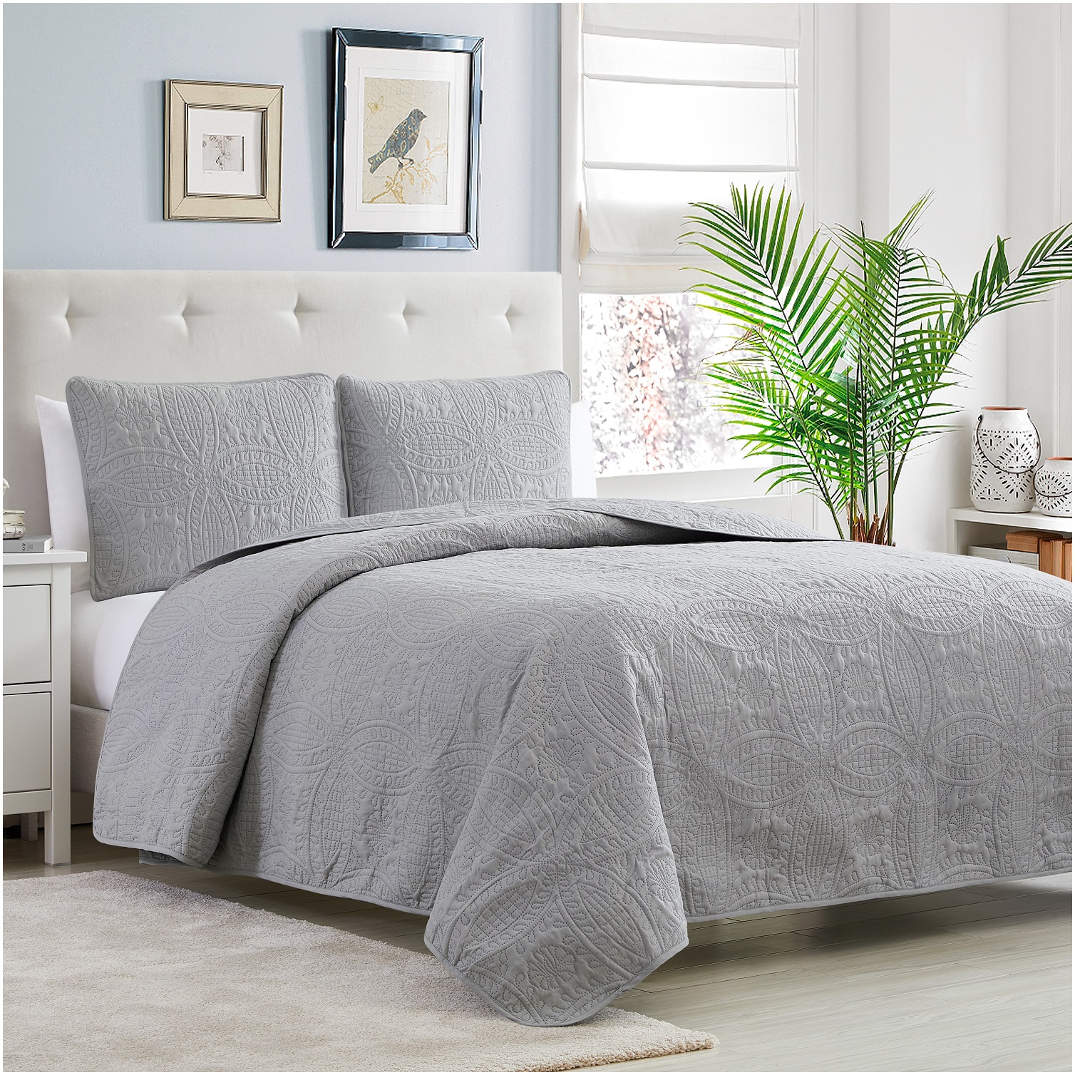 Somerset Home Luxe Americana Caroline 3 Piece Full/Queen Quilt Bedding ...