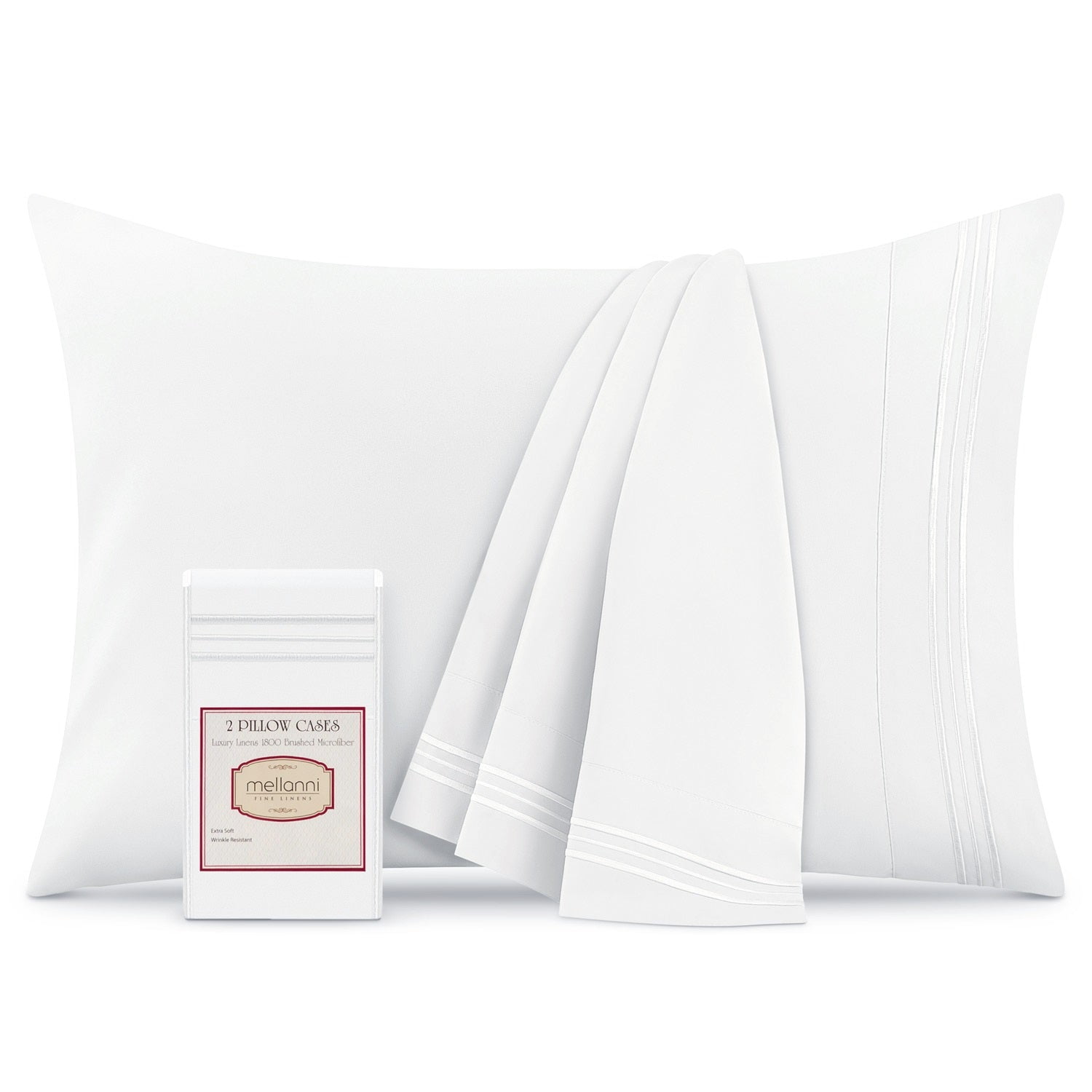 Mellanni Luxury Microfiber Pillowcases with Envelope Closure, King ...