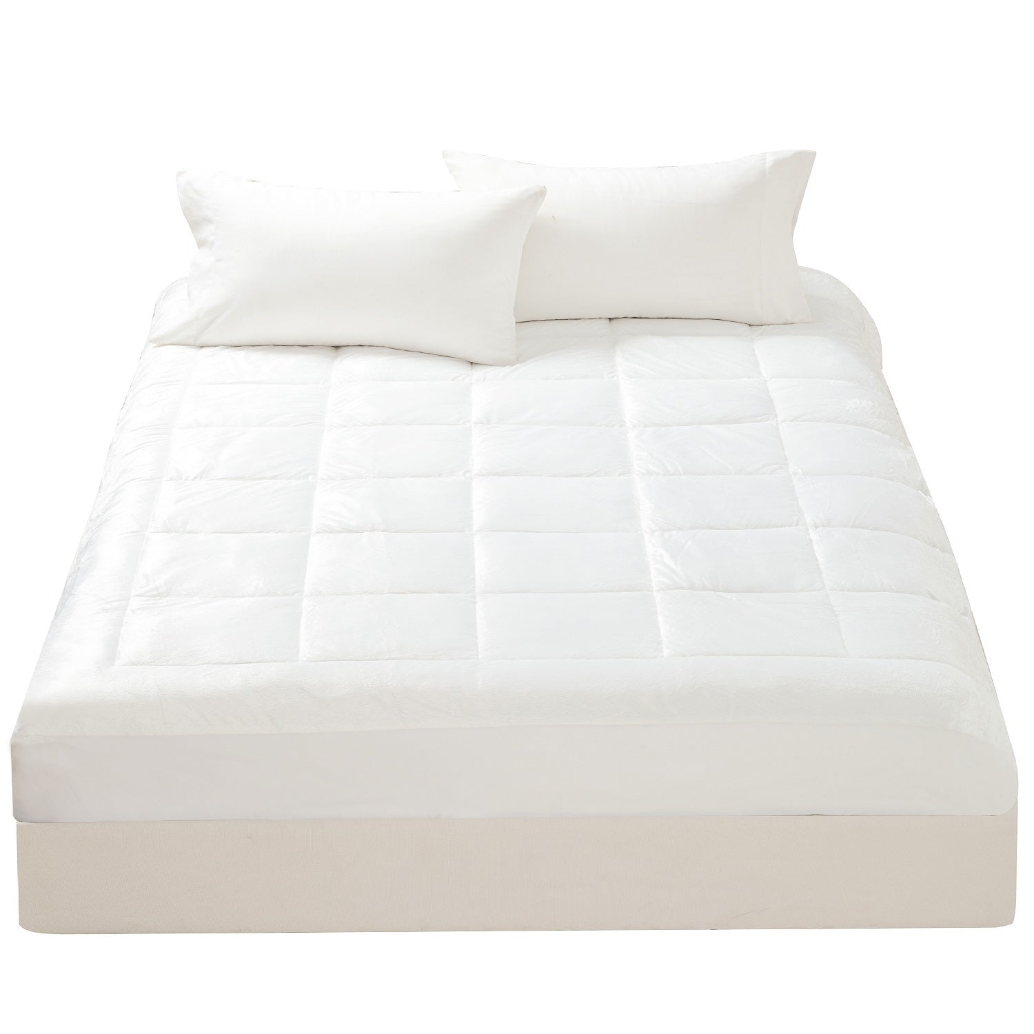 Mellanni Microplush Mattress Pad 16" Deep Fitted Pocket, Elastic All ...