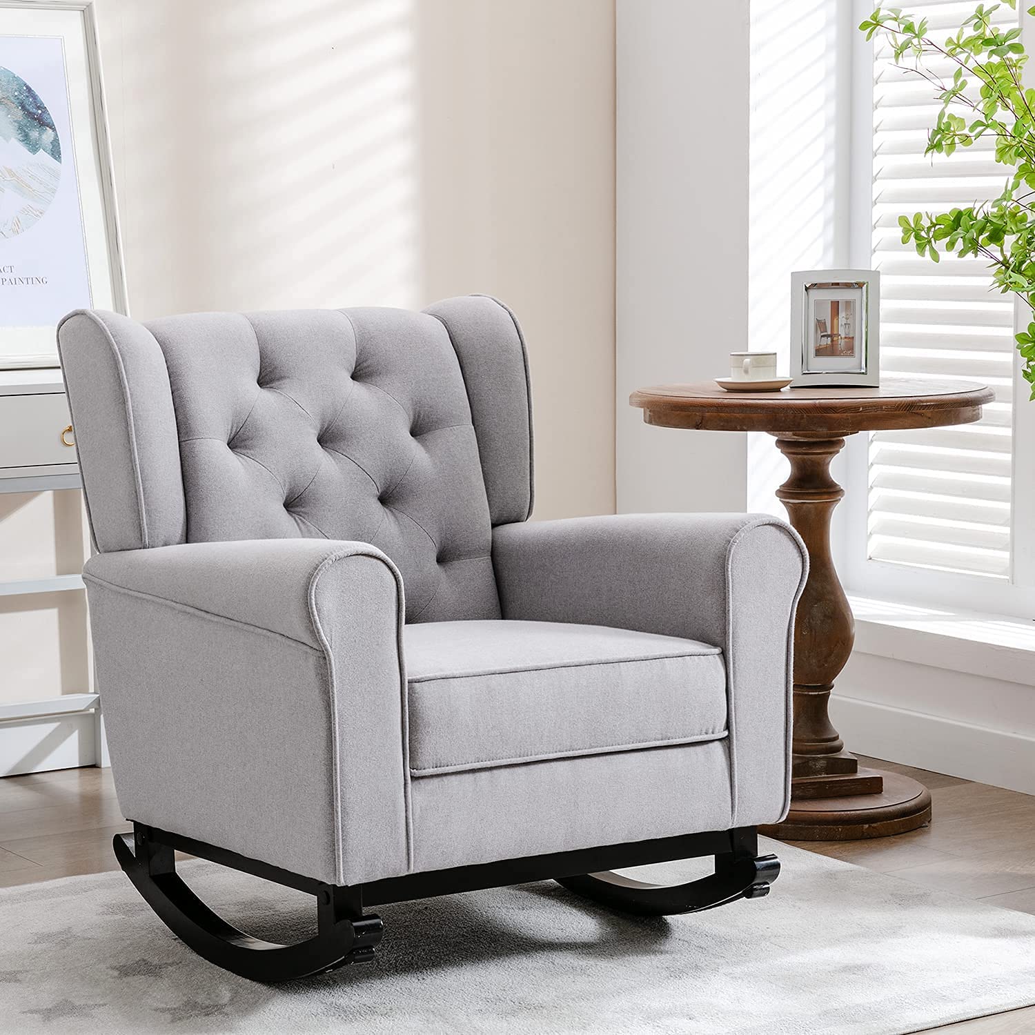 Baxton Studio Relena Wingback Chair, Gray - Walmart.com