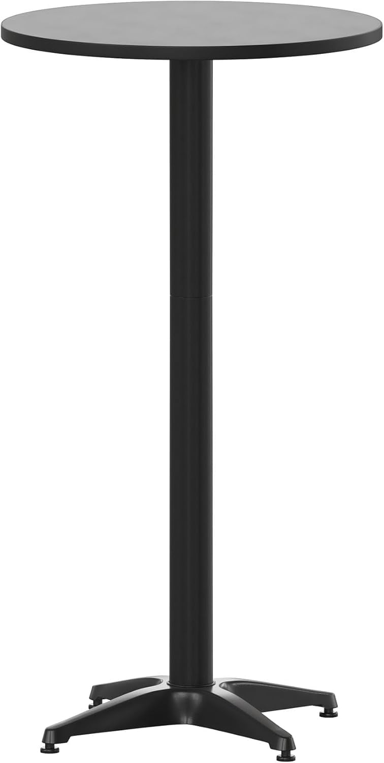 Mellie 23.25" Round Aluminum Indoor-Outdoor Bar Height Table with Flip ...