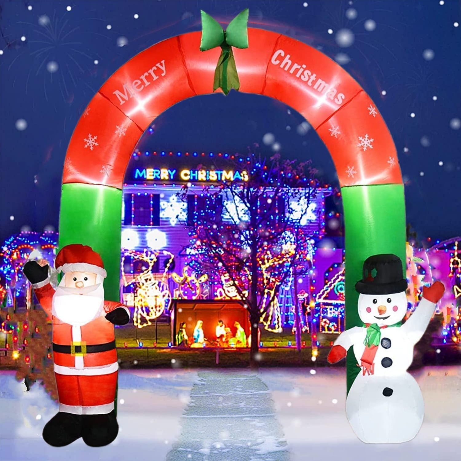 Melliful 8 Foot Height Lighted Christmas Inflatable Archway Santa