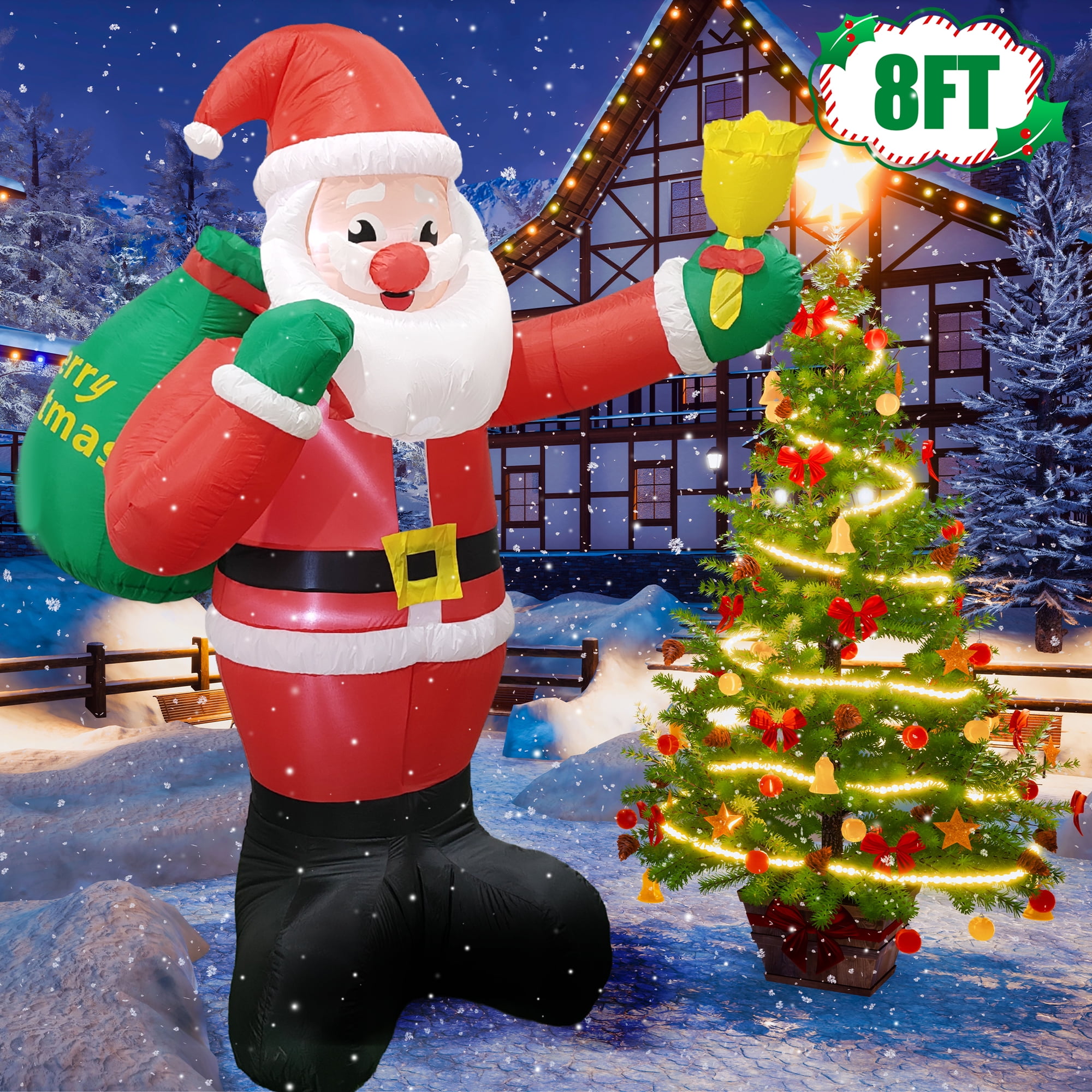 Melliful 8ft Santa Claus Christmas Inflatables Outdoor Decorations