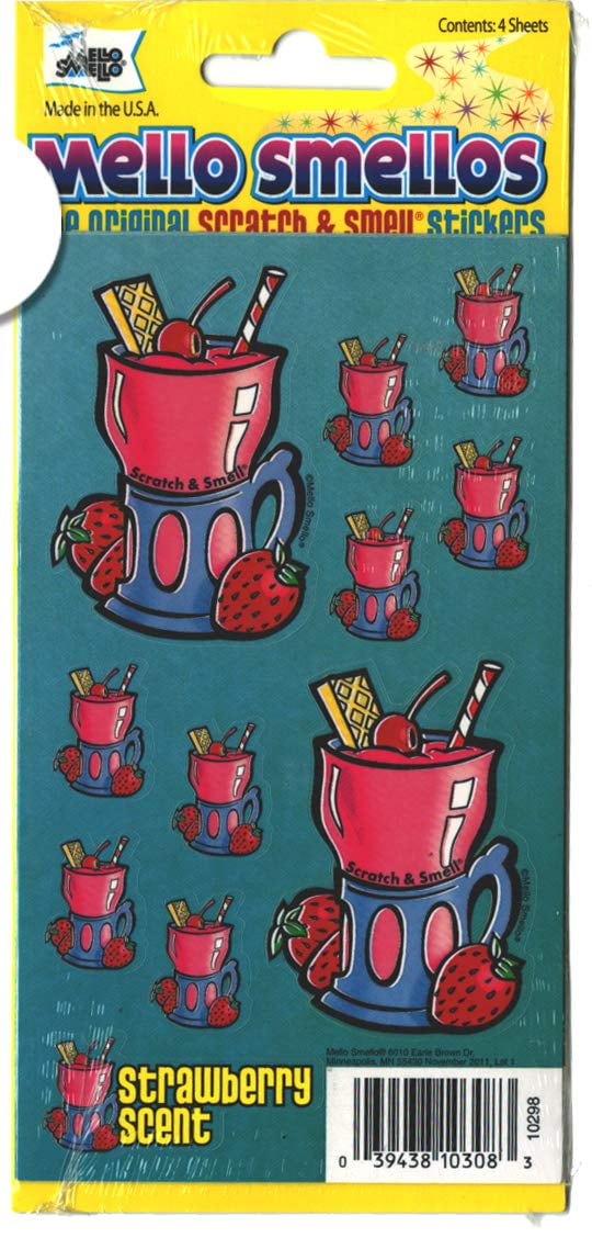 Fun Mello Smello Strawberry Shake Scented Stickers - Pack of 4 Scratch ...