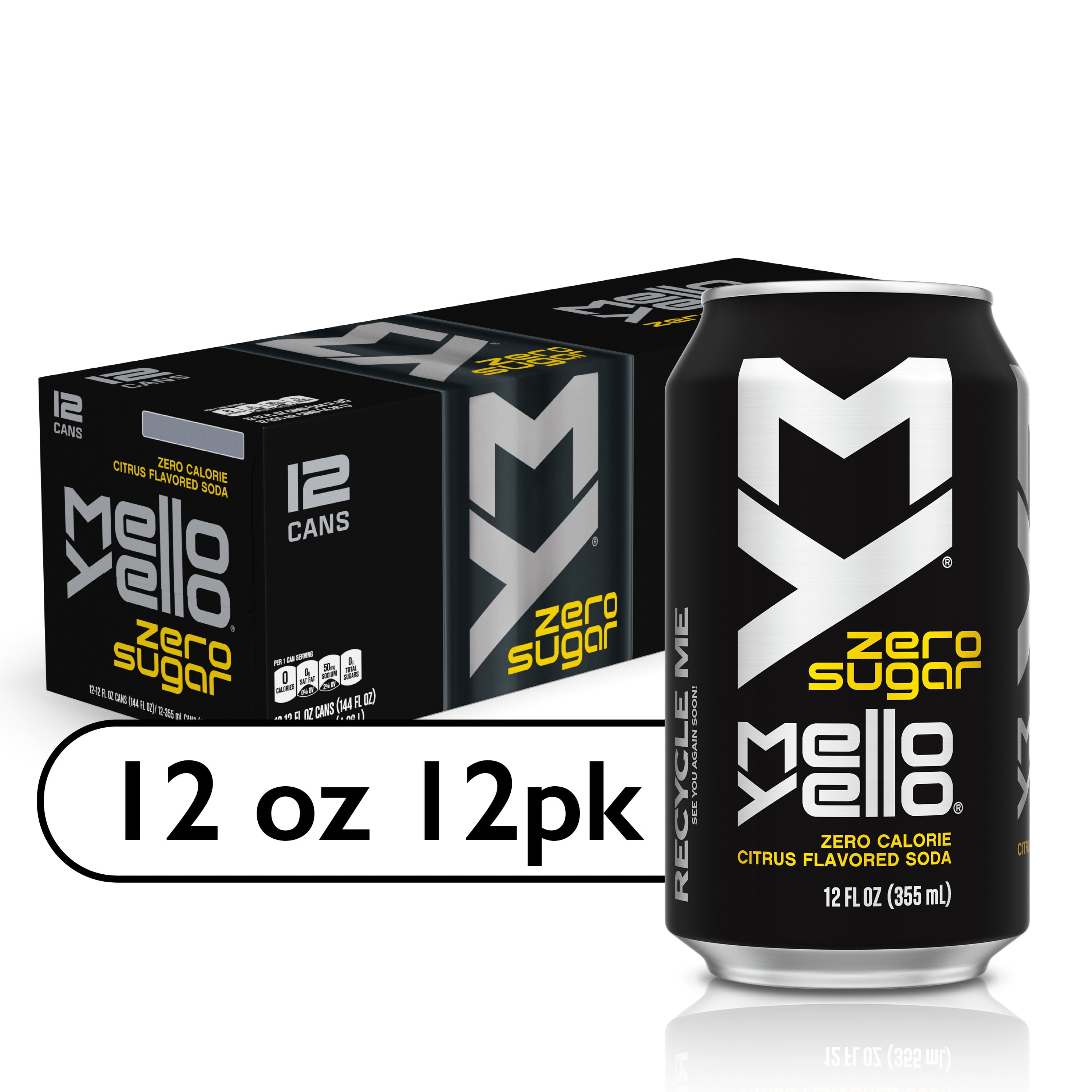 Mello Yello Diet Zero Sugar Citrus Soda Pop, 12 fl oz, 12 Pack Cans ...
