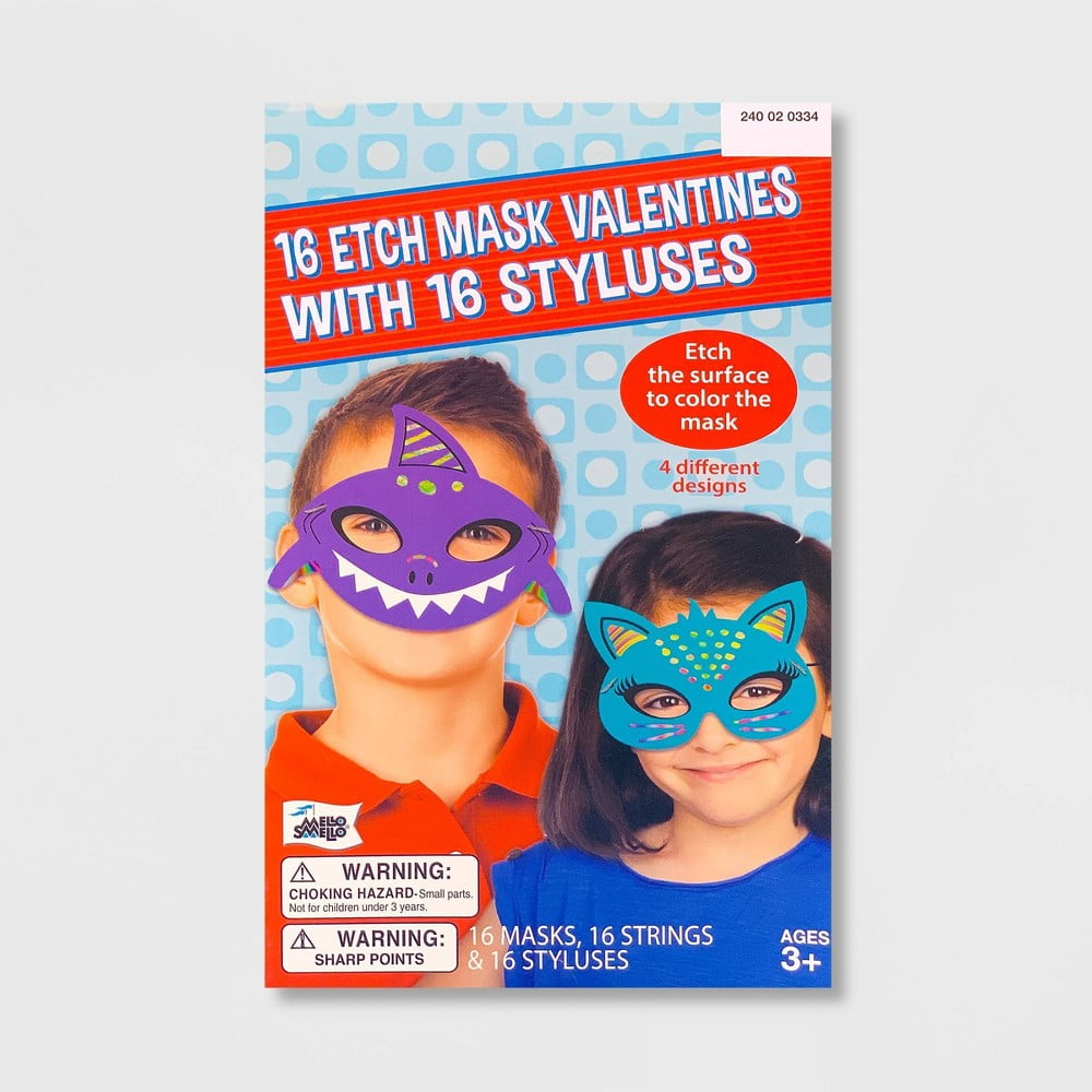 MelloSmello Animal Masks Etch Valentine Cards 16 Cards and Styluses ...