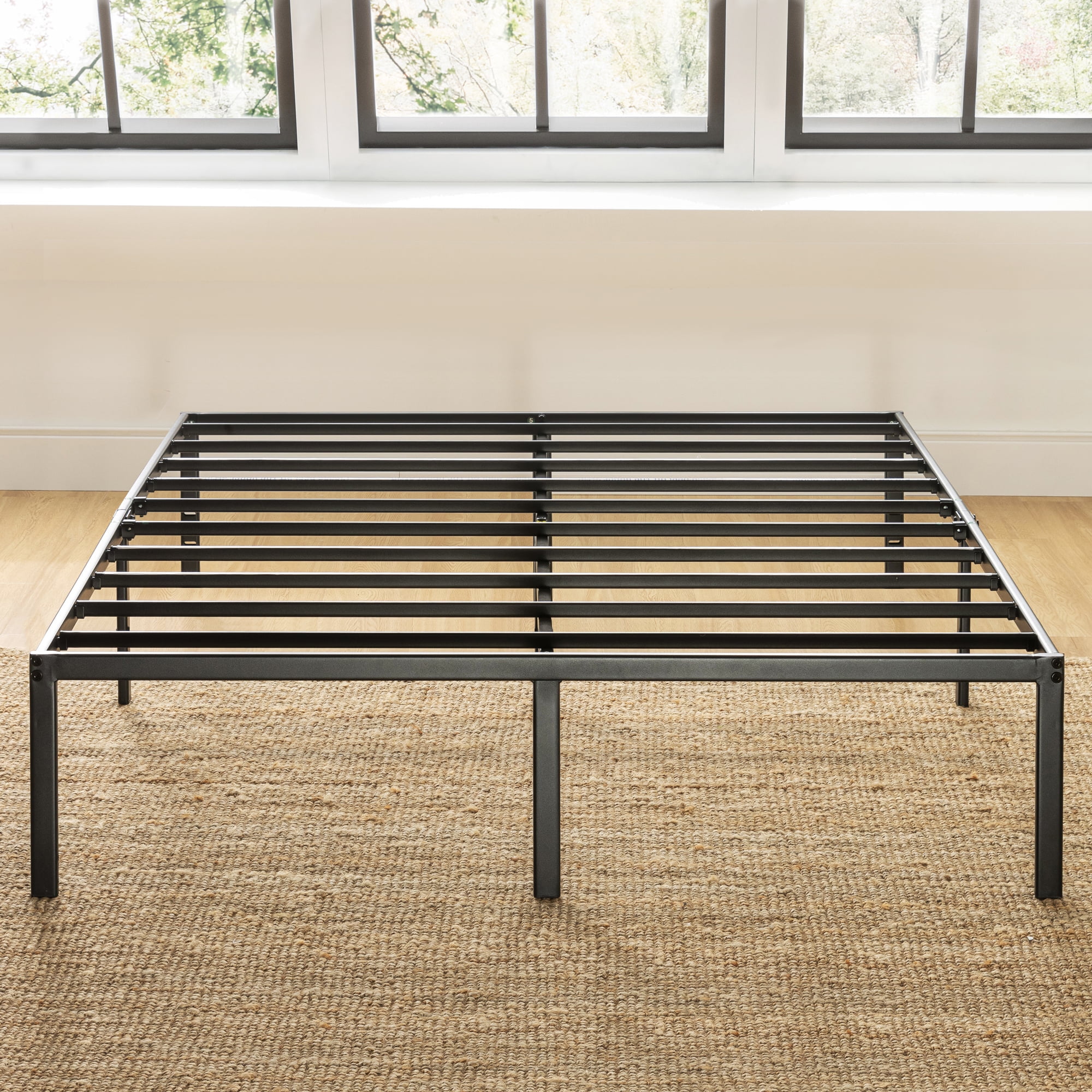 Mellow 14 Metal Platform Bed Frame Heavy Duty Steel Slats Black Cal King Walmart