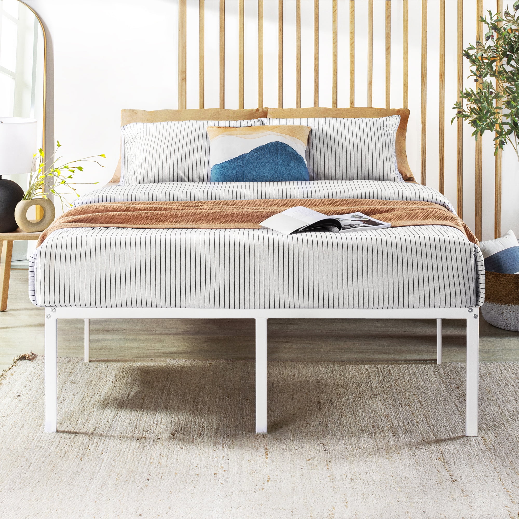 "Mellow King Size 18"" Metal Platform Bed Frame, Heavy Duty Steel Slats ...