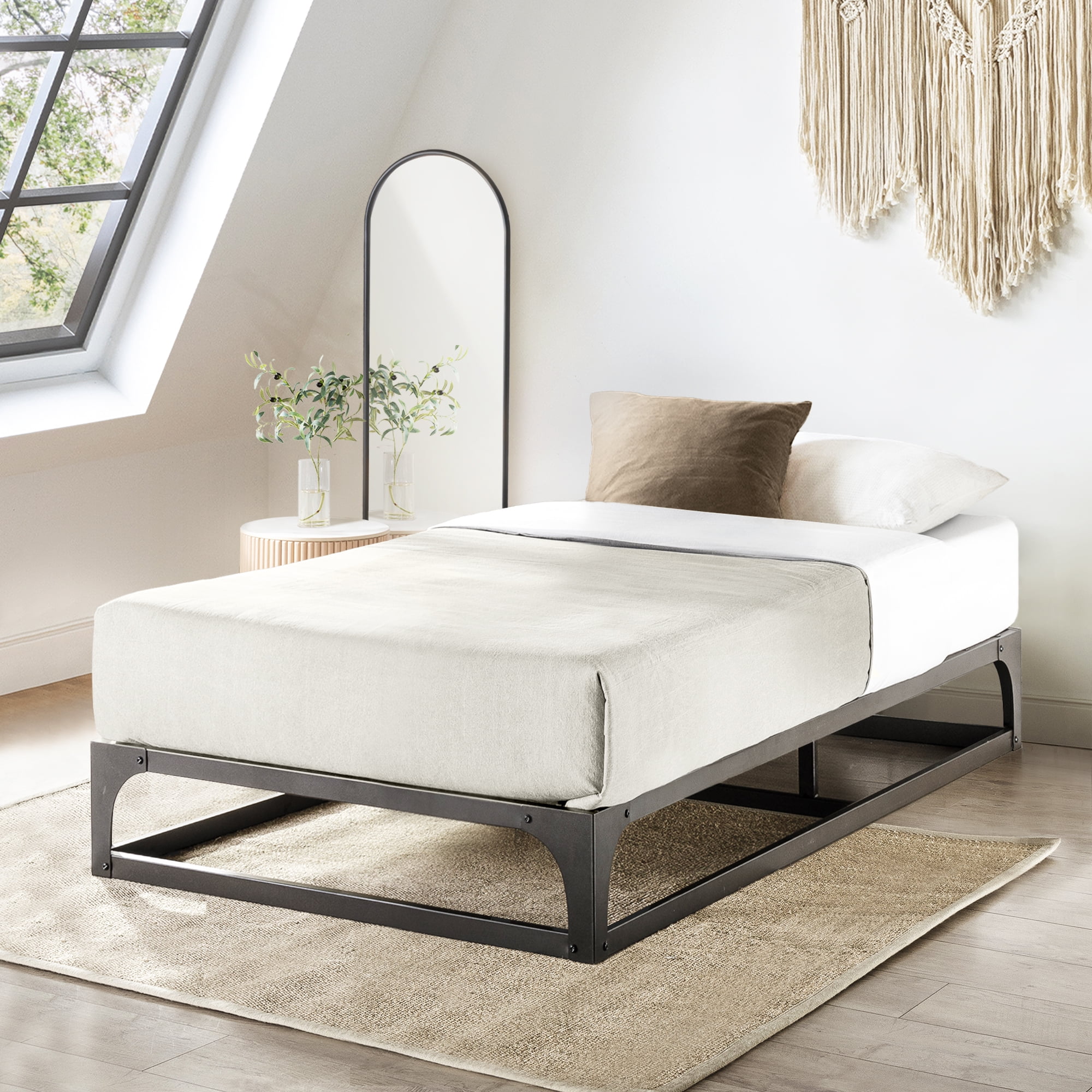 Mellow Ace of Base 9" Metal Platform Bed with Steel Slats, Black, Queen ...
