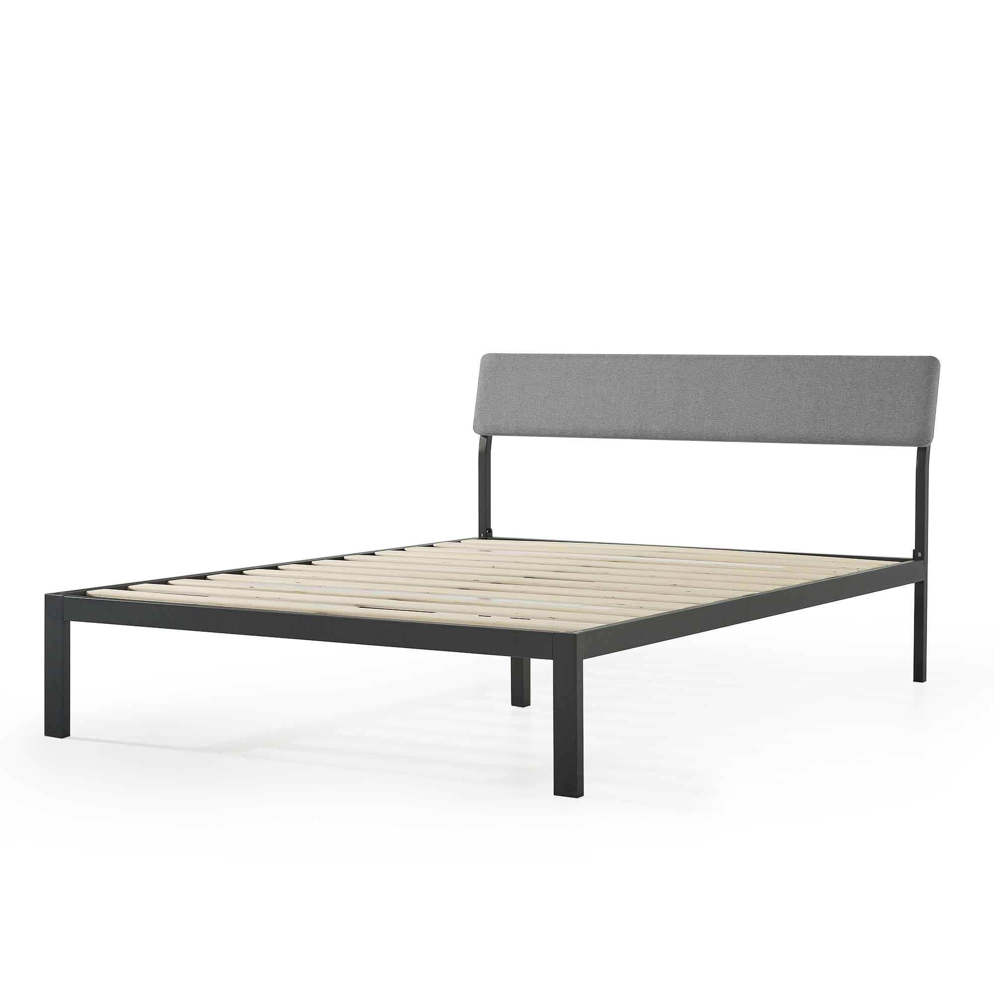Mellow KERA Metal & Wood Platform Bed Frame with Upholstered Angled ...