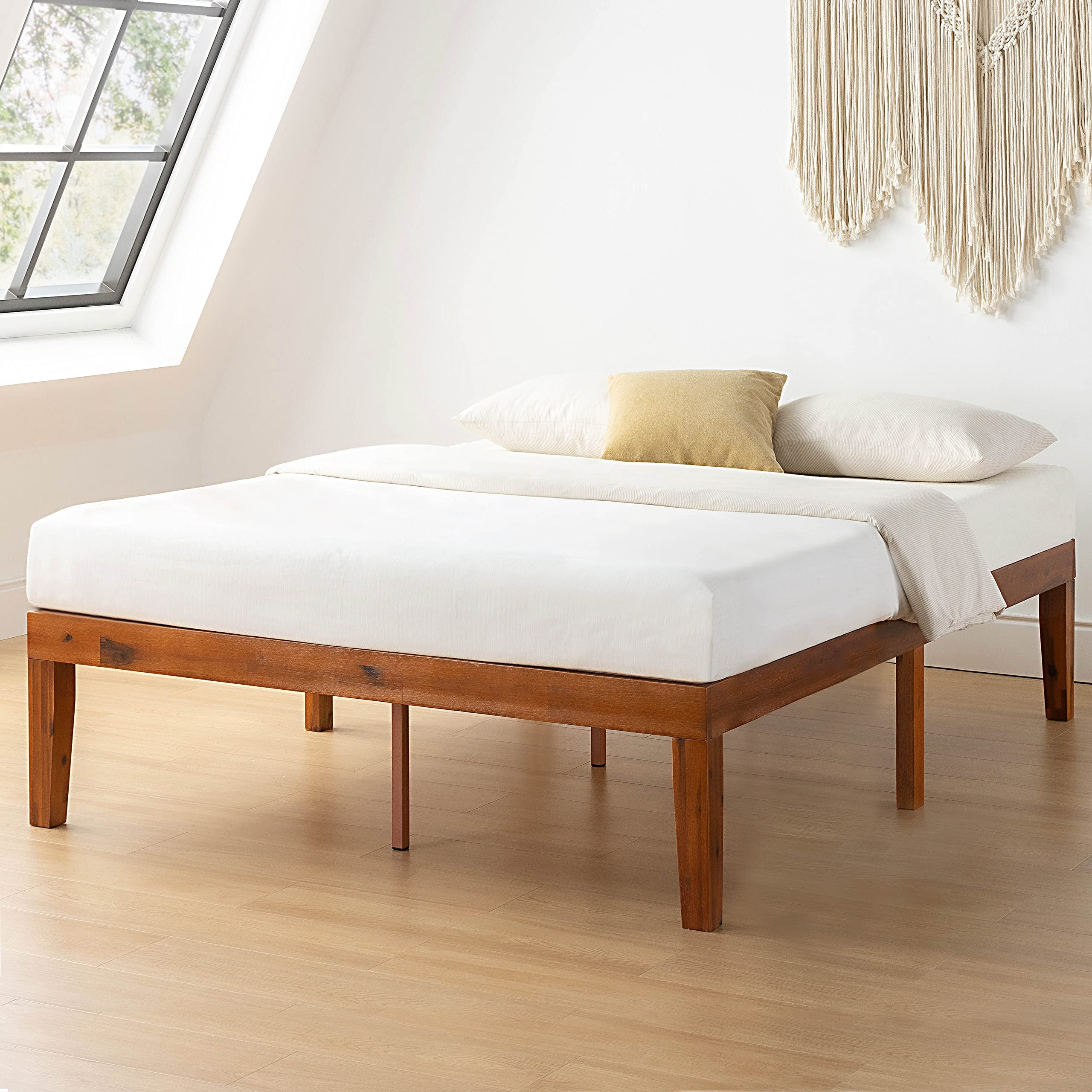 Mellow Naturalista Classic 16 Inch Solid Wood Platform Bed with Wooden ...