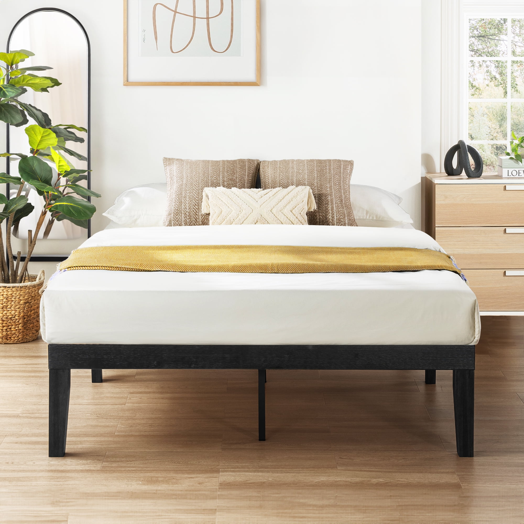 Mellow Naturalista Classic 16" Solid Wood Platform Bed with Wooden ...