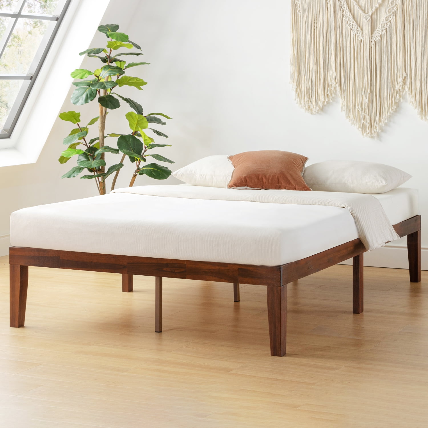 "Mellow Naturalista Classic 16"" Queen Bed Frame, Solid Wood Platform ...