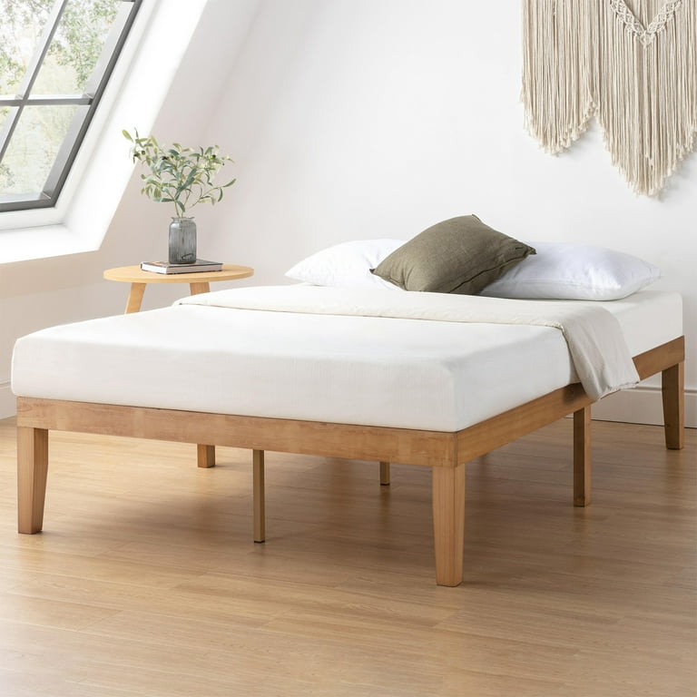 Mellow Naturalista Classic 16 Solid Wood Platform Bed with Wooden Slats Natural Pine Queen
