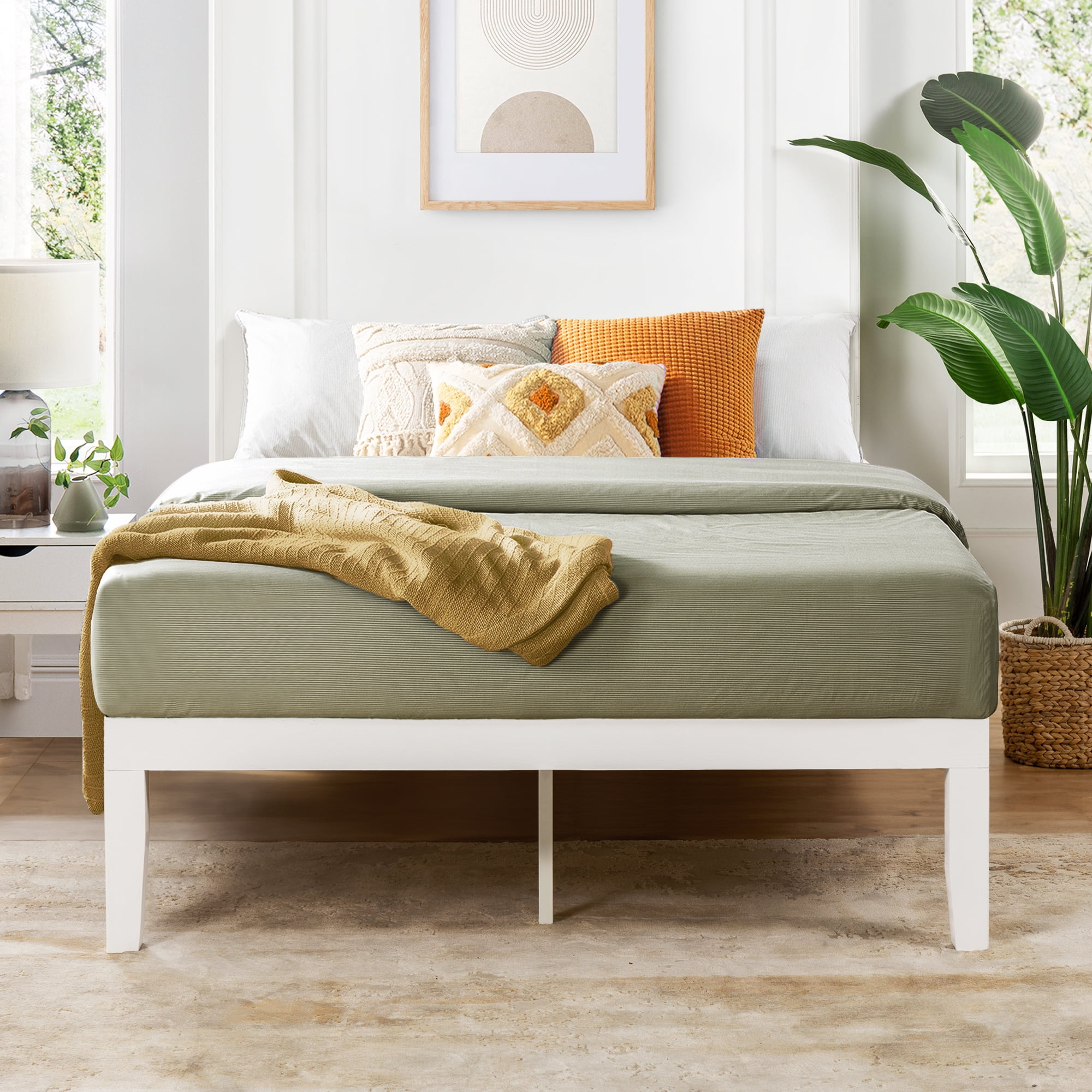 Mellow Naturalista Classic 16" Solid Wood Platform Bed with Wooden ...