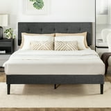 Mellow Nola Upholstered Platform Bed Frame with Headboard, Dark Gray ...