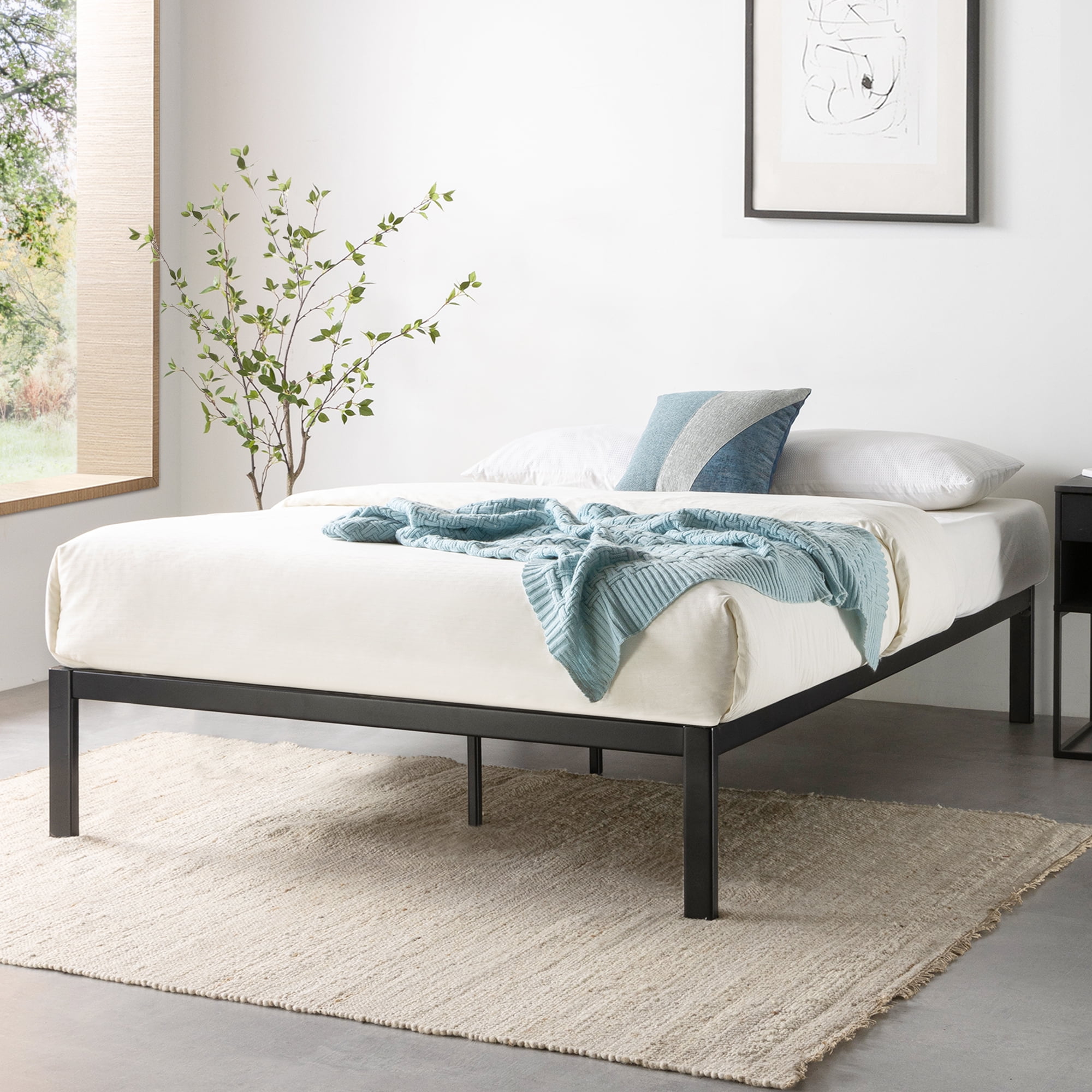 Mellow Rocky Base C Metal Platform Bed, Patented Wide Steel Slats ...