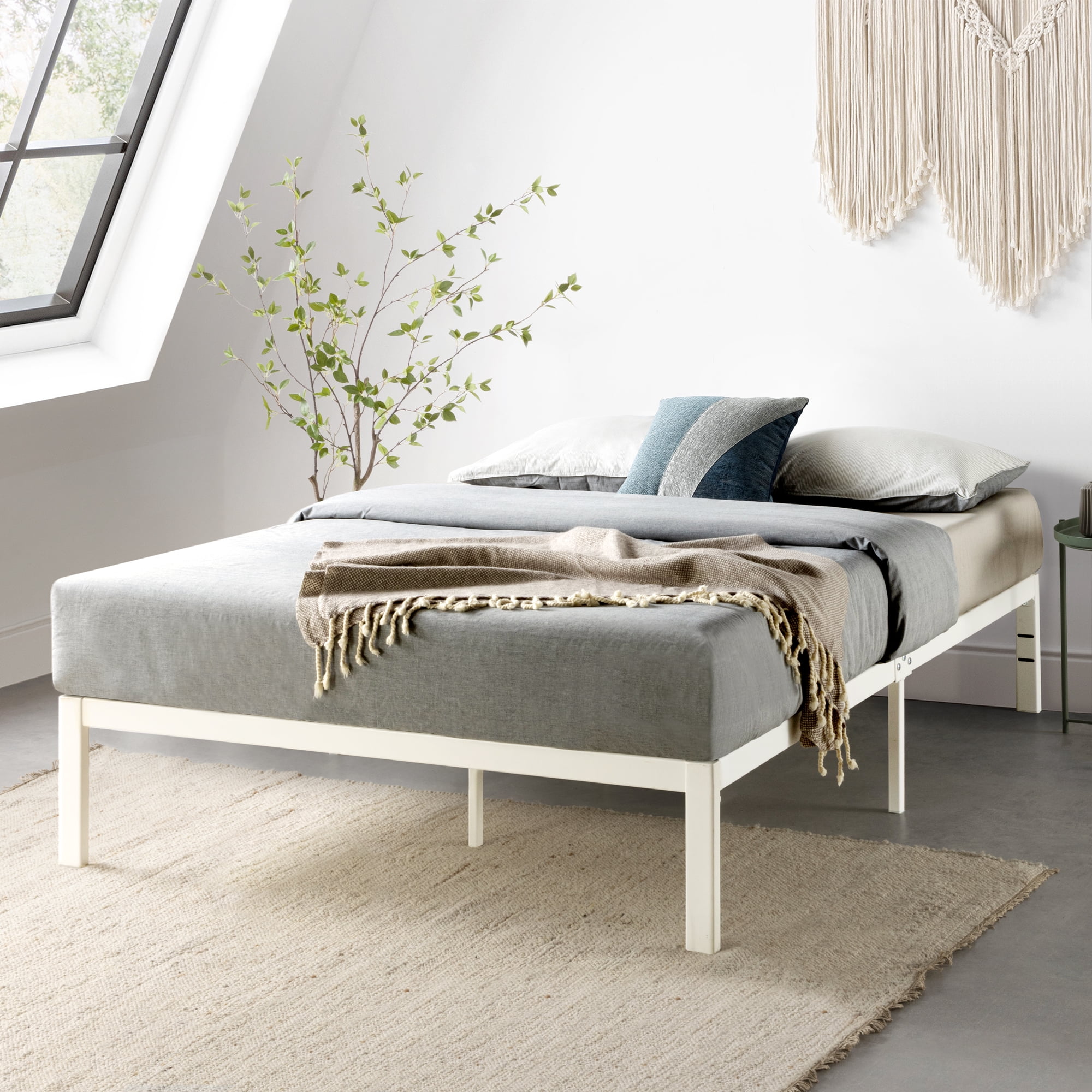 Mellow Rocky E Queen Metal Platform Bed, 100% Steel Construction with ...