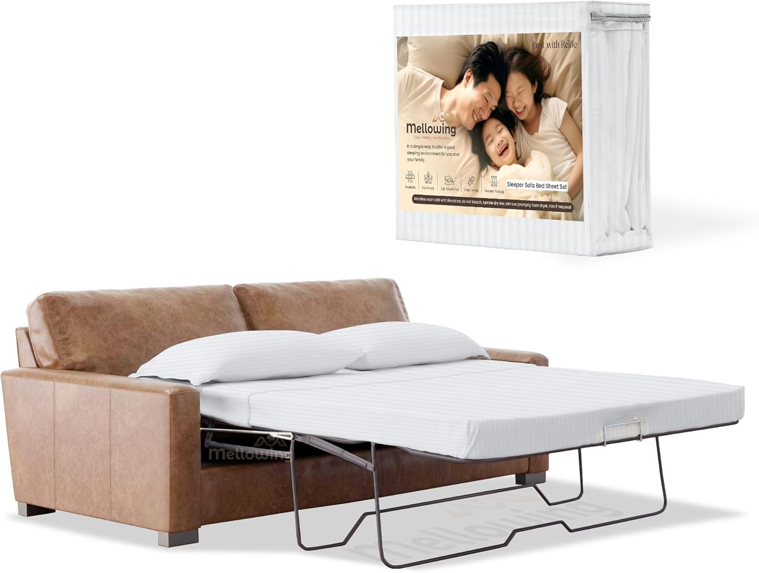 Mellowing Queen Sleeper Sofa Bed Sheet Set with 6-8 Deep 4 Piece ...