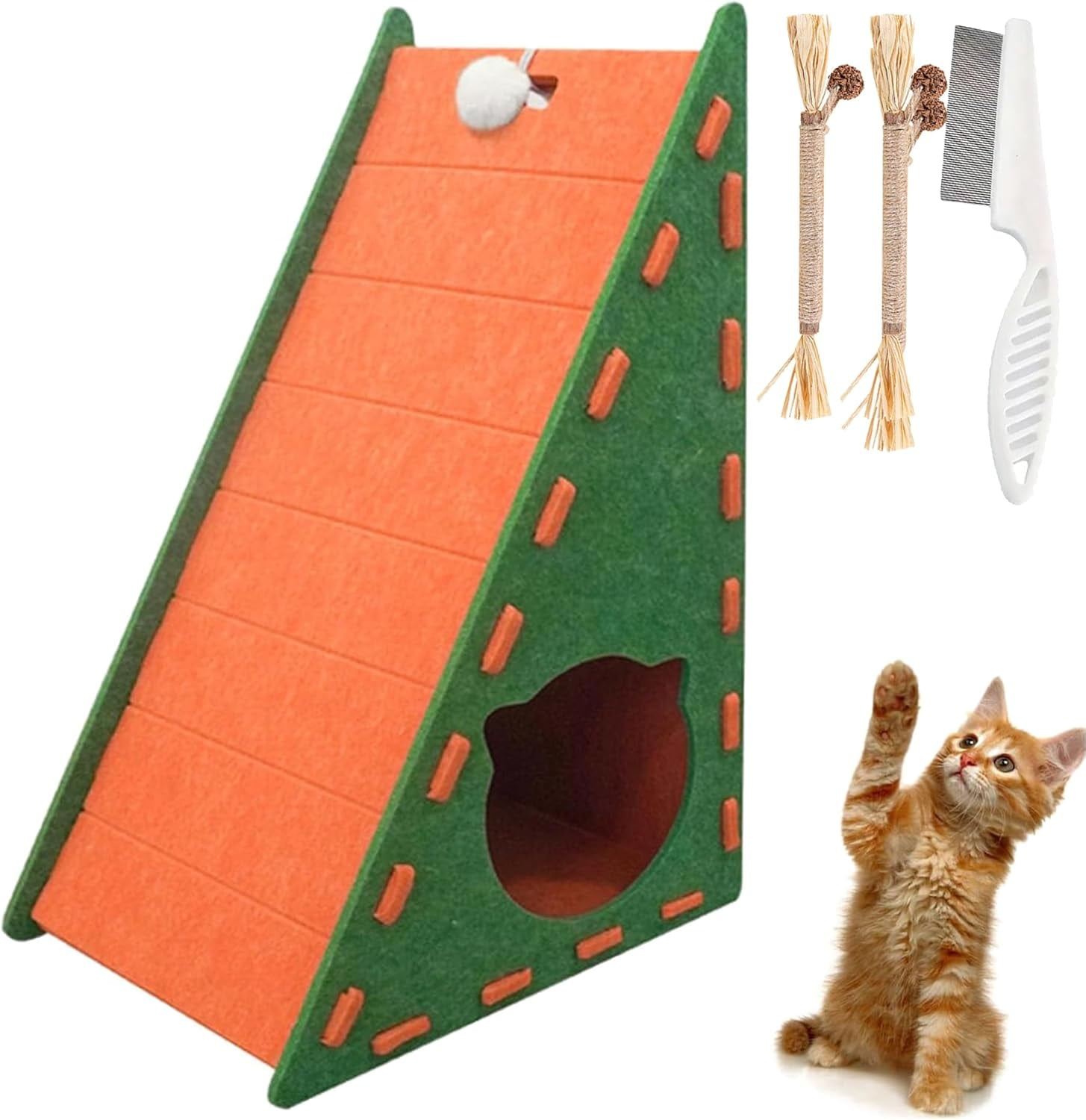 Mellowkin Cat Scratcher, Triangular Vertical Integrated Scratching ...