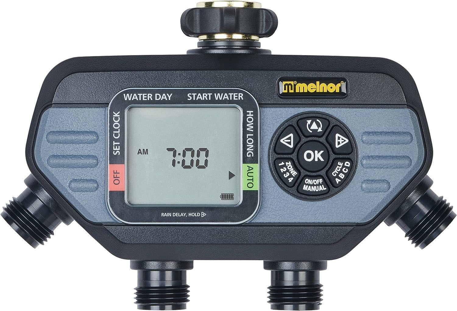 Melnor 73280 Digital Water Electronic Hose Timer, 4 Zone, Black/Gray ...