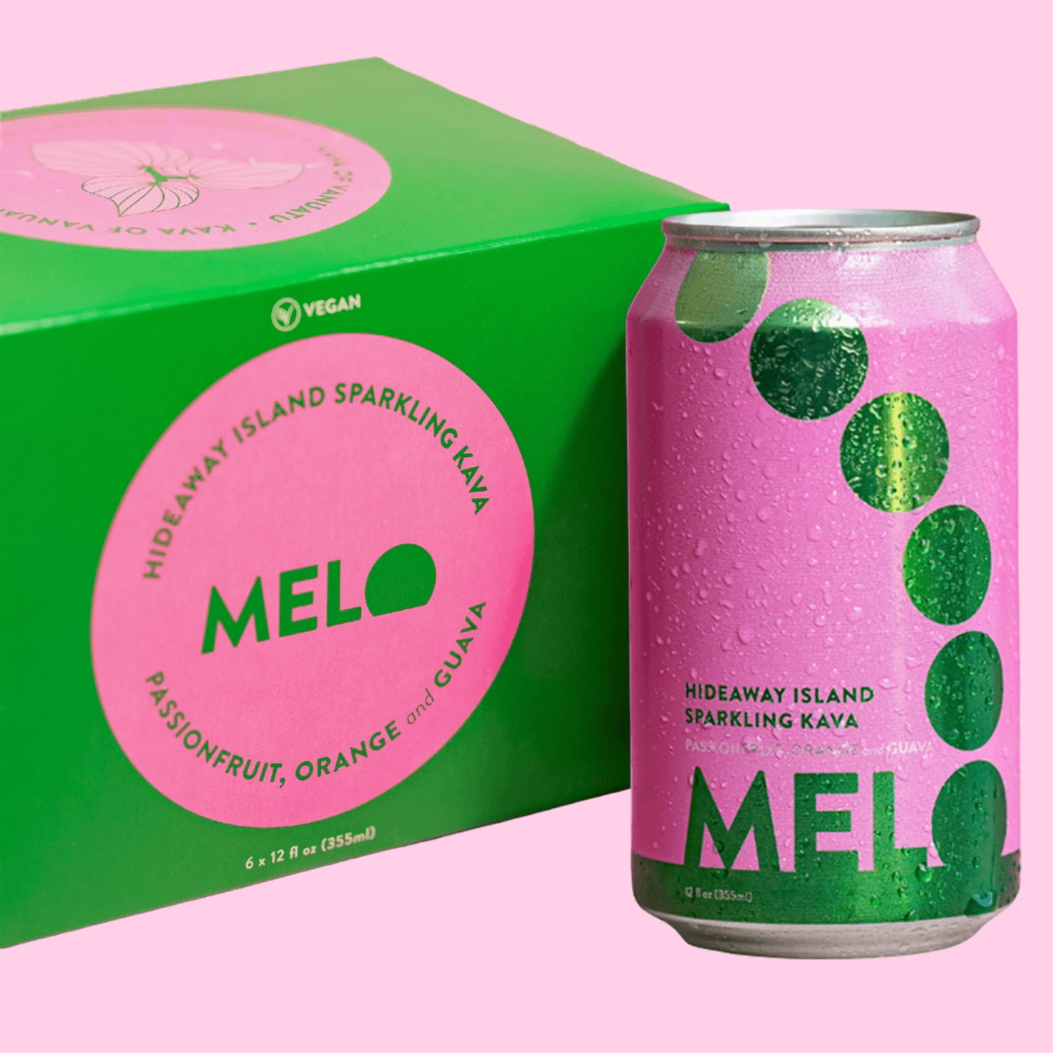 Melo Sparkling Kava, Passionfruit, Orange & Guava, 6 Pack (12 fl oz ...
