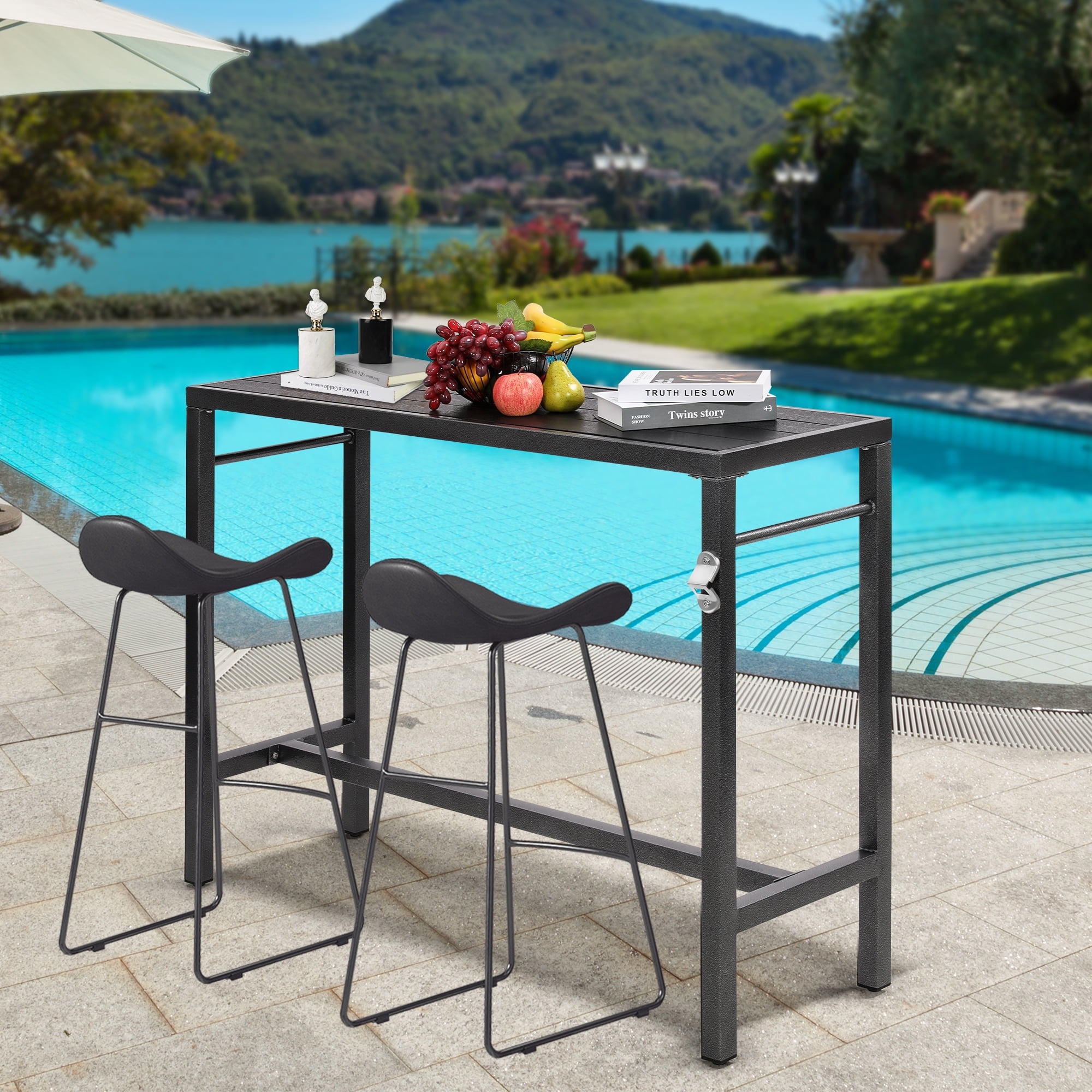 Melocadol 46x39x17 Outdoor Counter Height Table, Extra Wide Rustproof ...