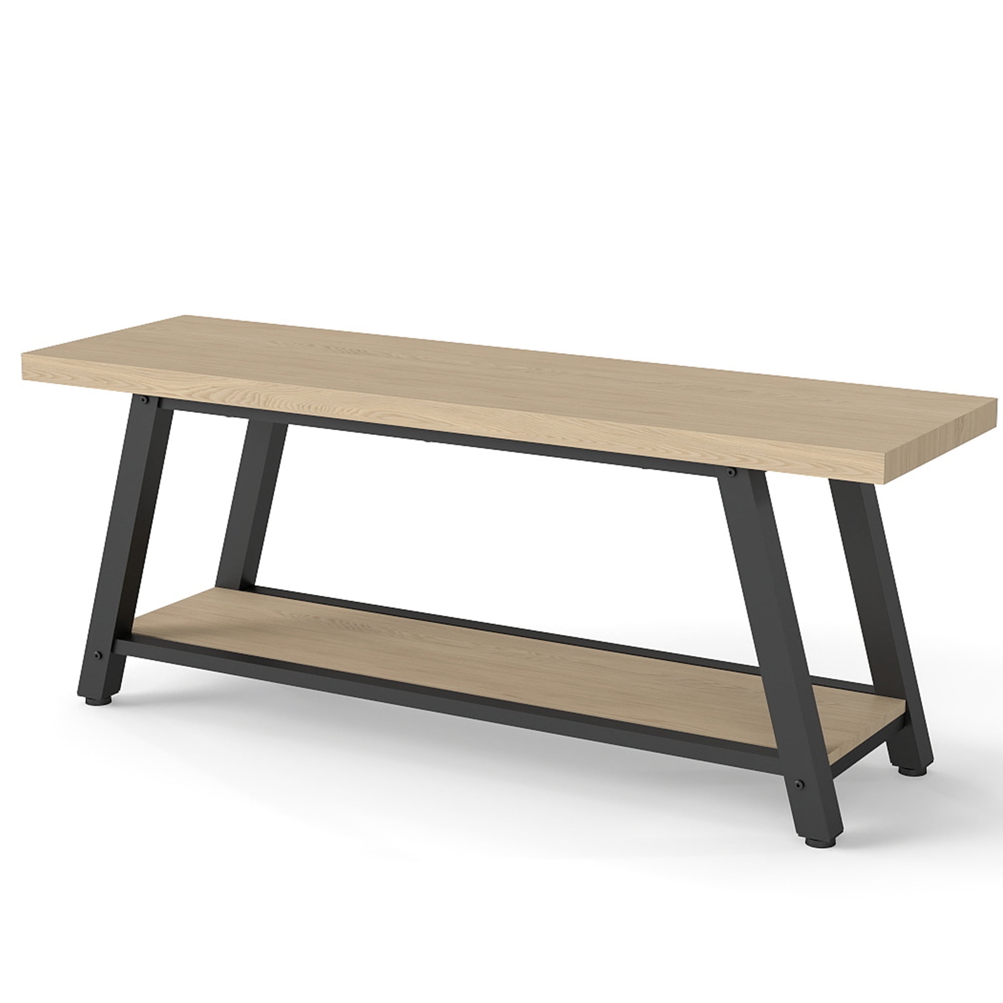Melocadol 47" Farmhouse Wood Bench, Long Rustic Indoor Storage Bench ...
