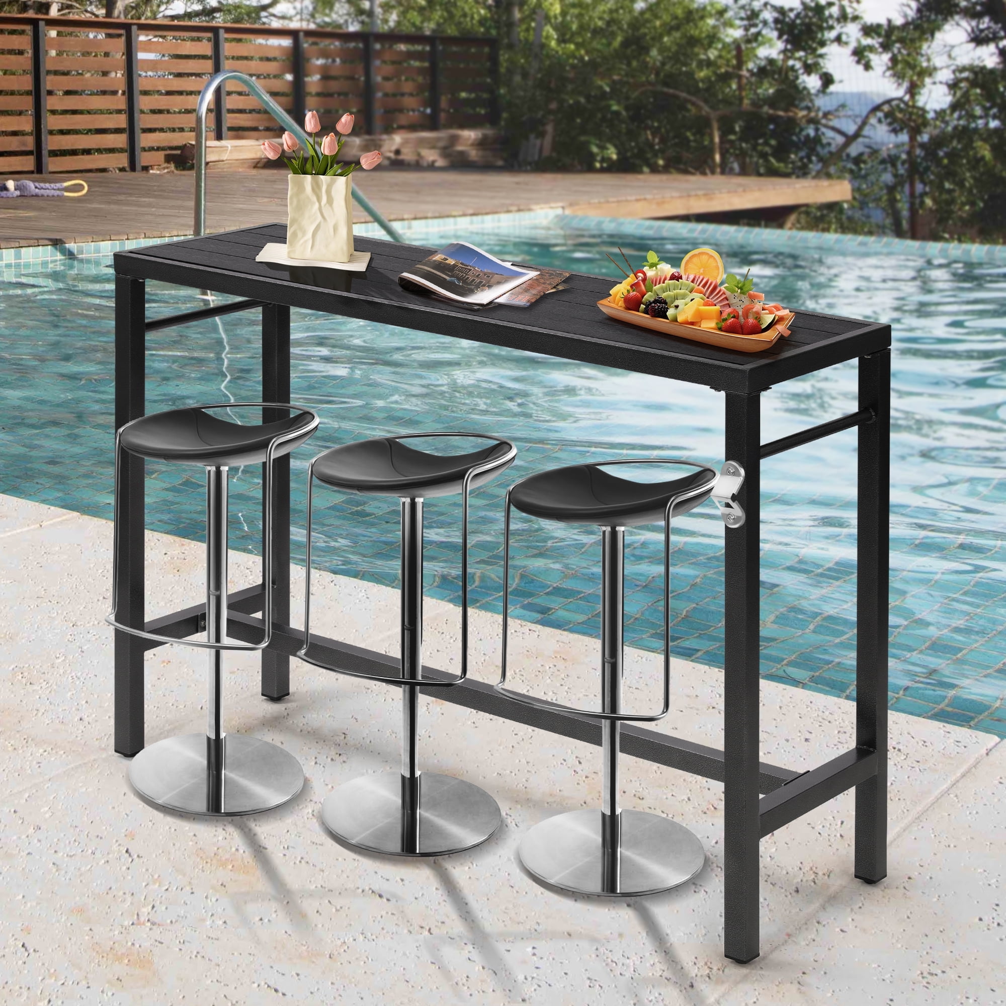 Melocadol 53x39x17 Outdoor Counter Height Table, Extra Wide Rustproof ...
