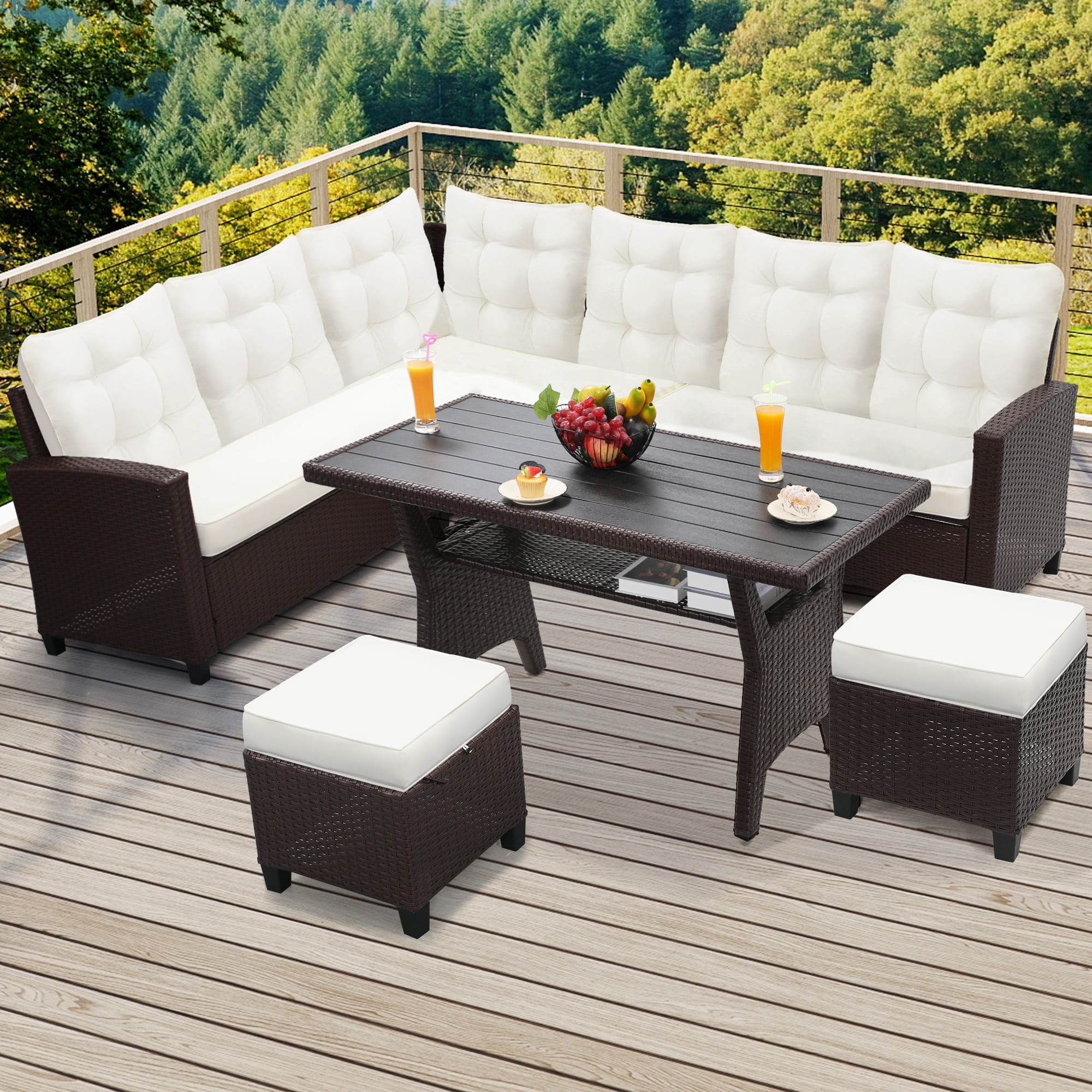 Melocadol 6 Piece Patio Sectional Set, Outdoor Conversation Furniture ...