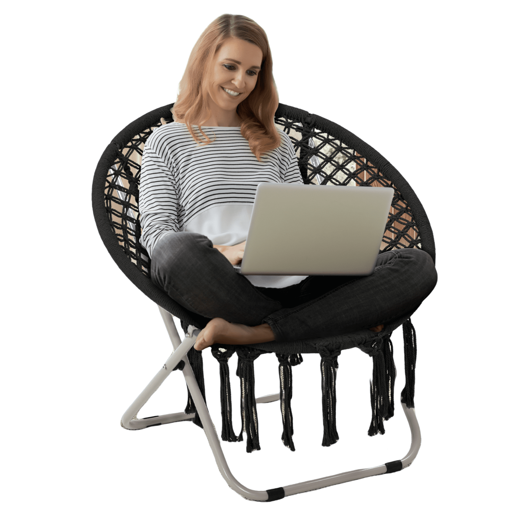 Melocadol Modern Boho Moon Chair, Foldable Circle Design, Boho Saucer ...