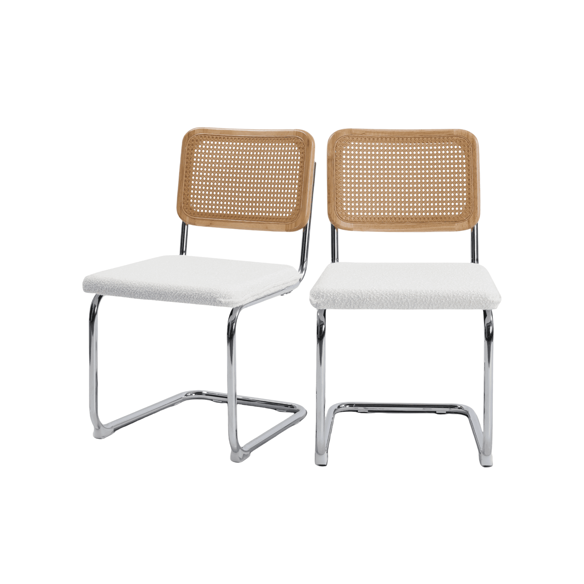Melocadol Modern Rattan Dining Chairs, Set of 2, with Cane Back, Chrome ...