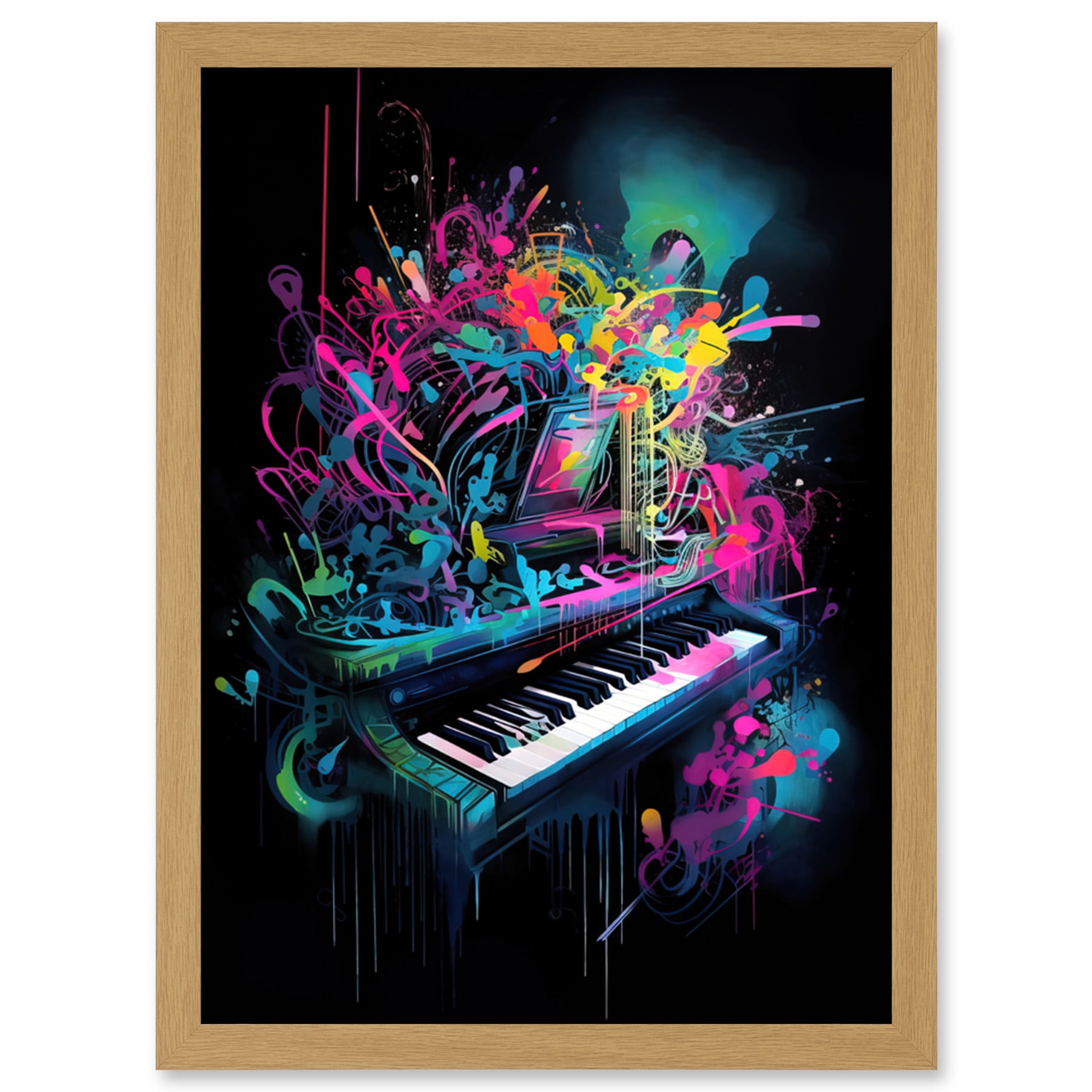 Melodic Explosion Piano Bursting in Vibrant Colours Modern Acrylic ...