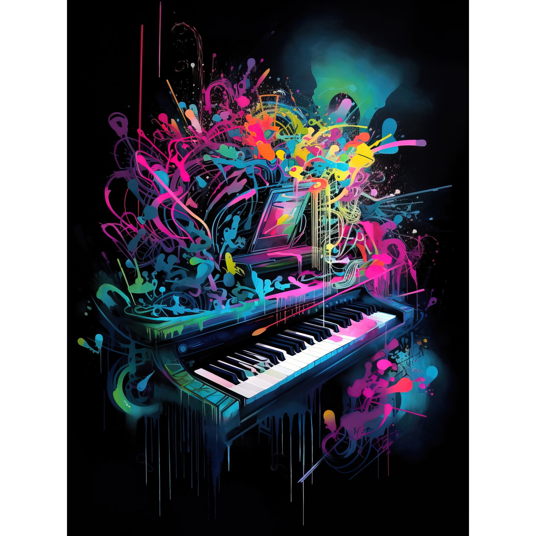 Melodic Explosion Piano Bursting in Vibrant Colours Modern Acrylic ...