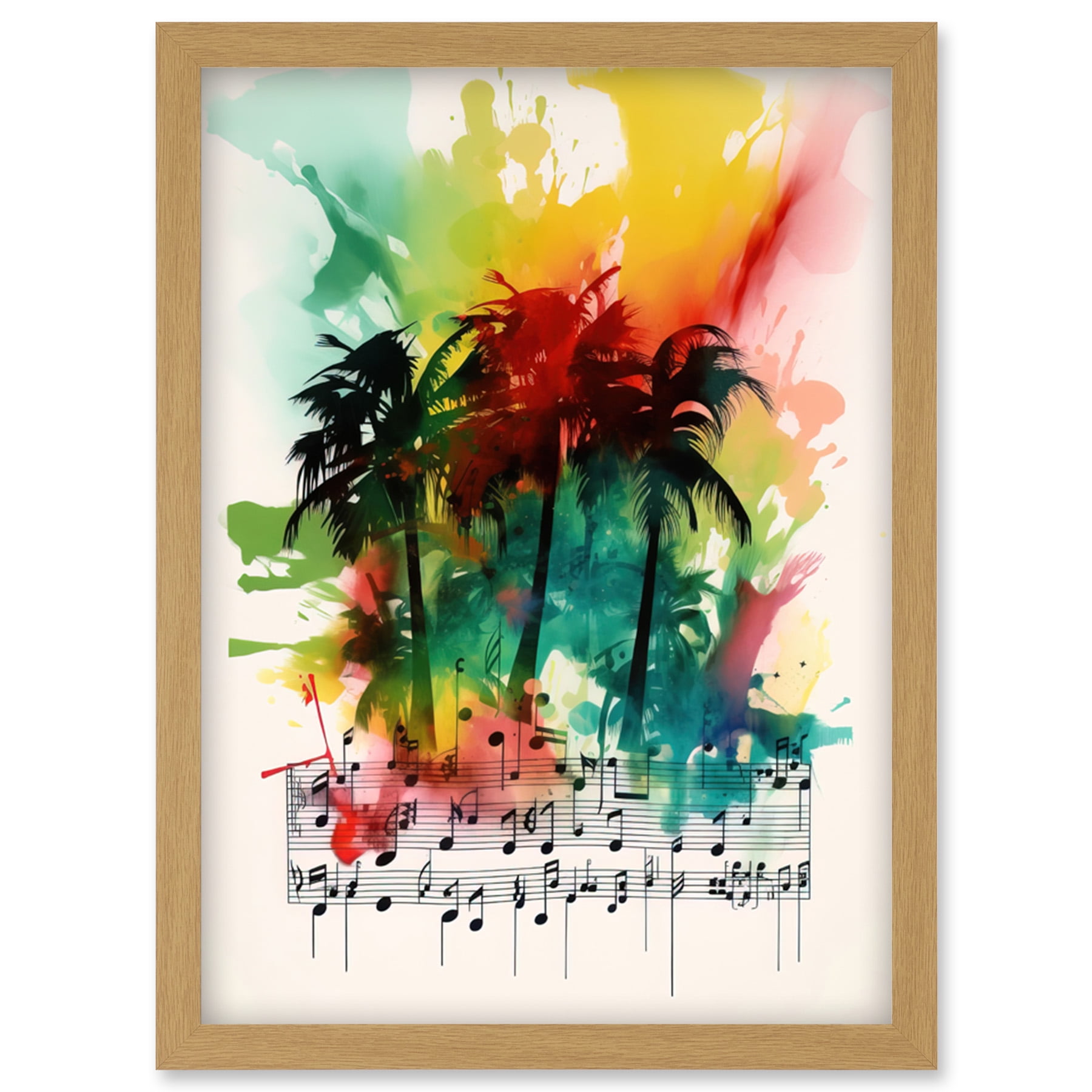 Melodic Oasis Tropical Palm Tree Sonata Music Modern Splat Paint ...