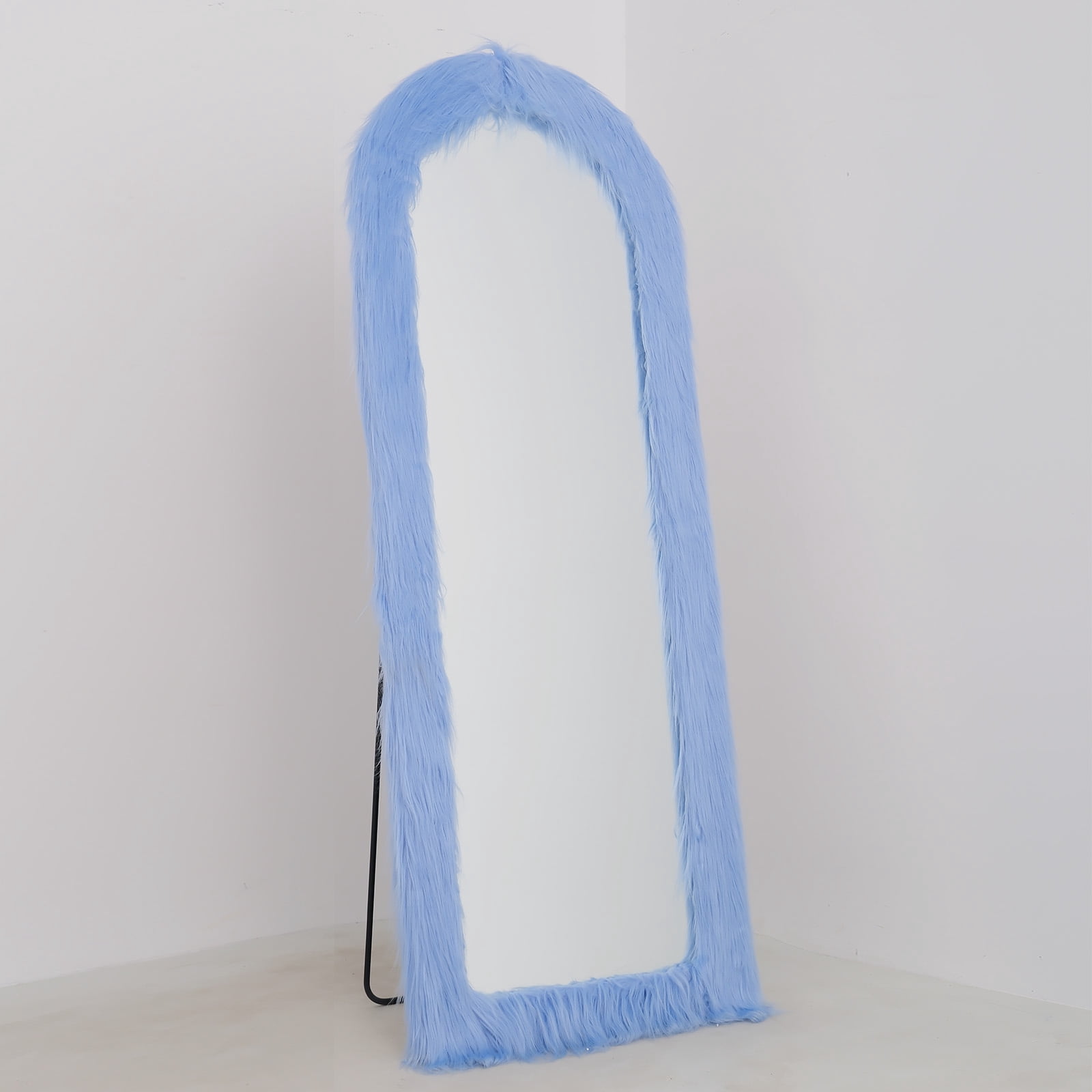 Melodieux 24"x 63" Arched Full Length Mirror with Stand Light Blue Fur ...