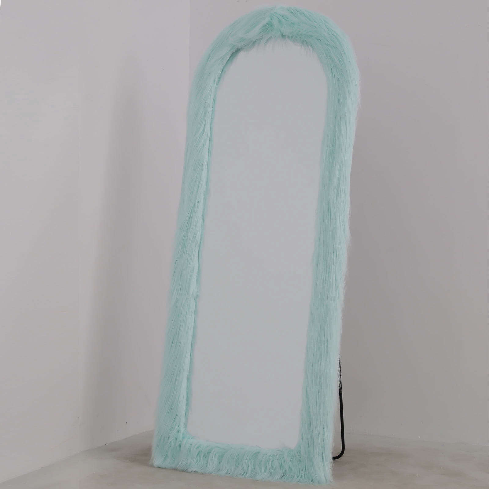 Melodieux 24"x 63" Arched Full Length Mirror with Stand Mint Blue Fur ...