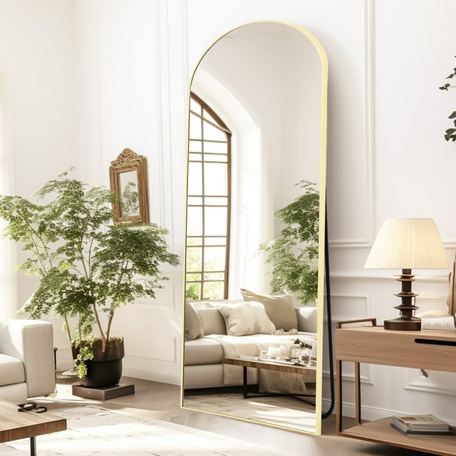 Melodieux Arched Mirror Full Length with Stand 58" x 18" Full Body ...