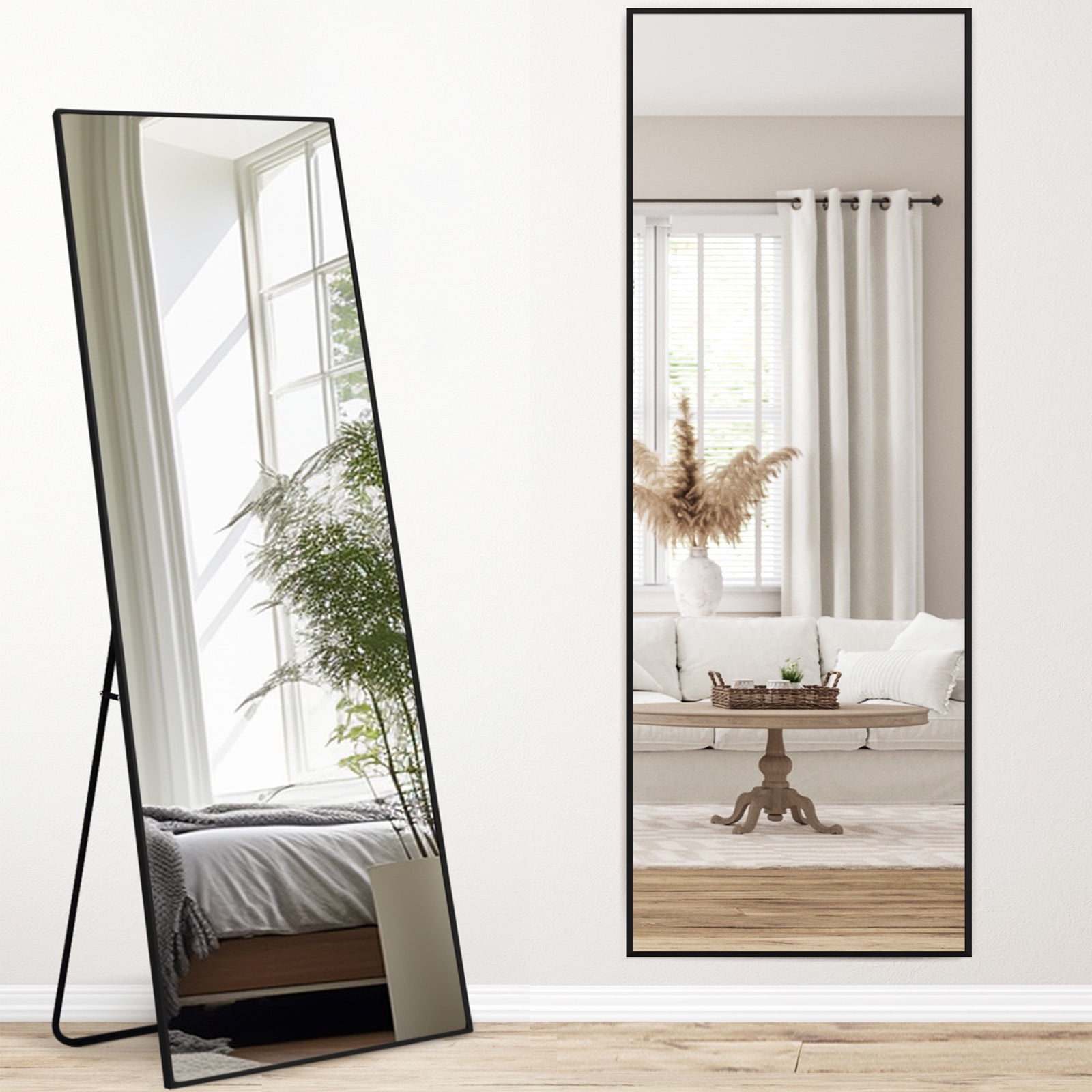 "Melodieux Large Full Length 58""x18"" Wall Mounted Wide Framed Mirror ...