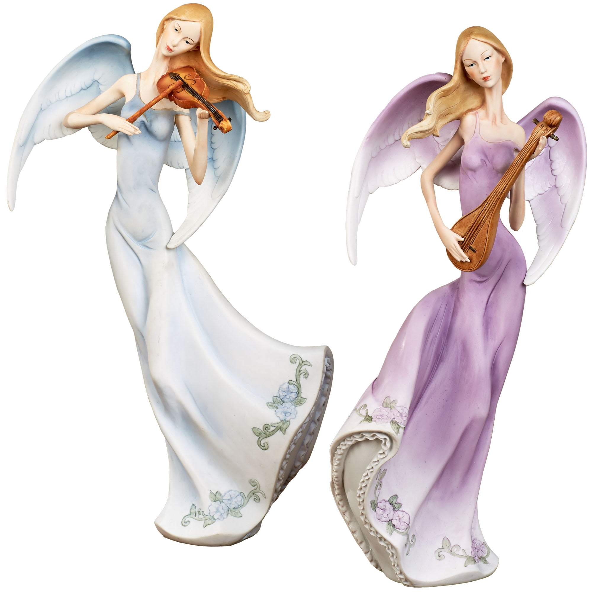 Melodious Angel Figurines Multi Pastel Set of Two Multi Pastel Set of 2 ...