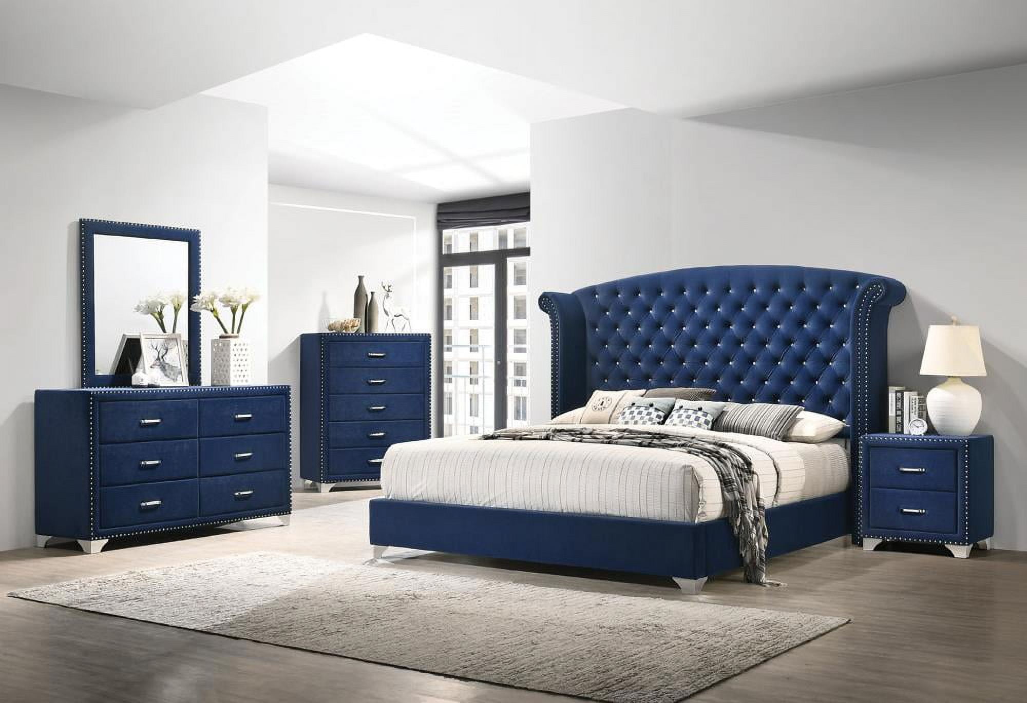 Melody Modern Furniture 4 Piece Eastern King Tufted Upholstered Bedroom