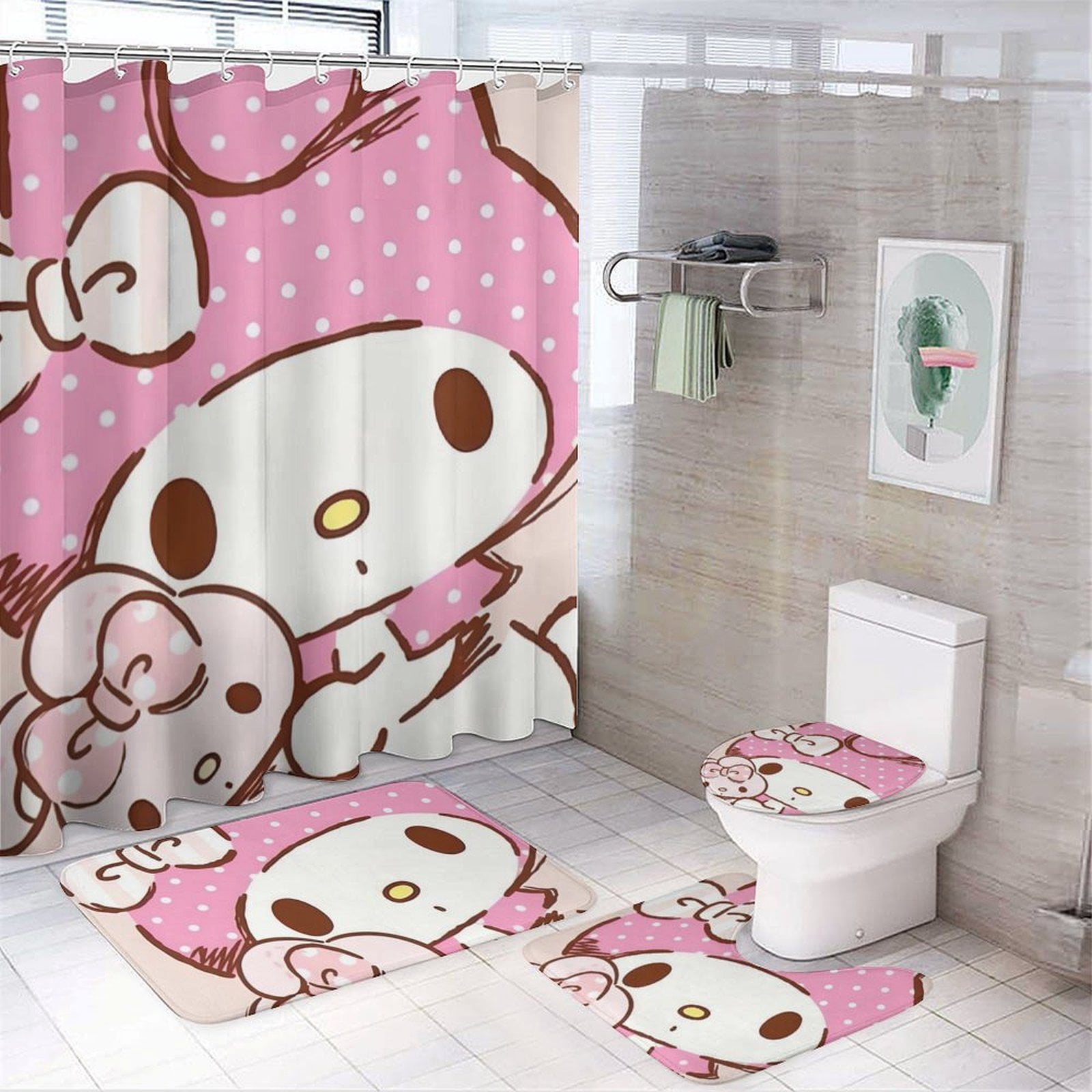Melody Cartoon Shower Curtain set 72*72 inCH - Walmart.com