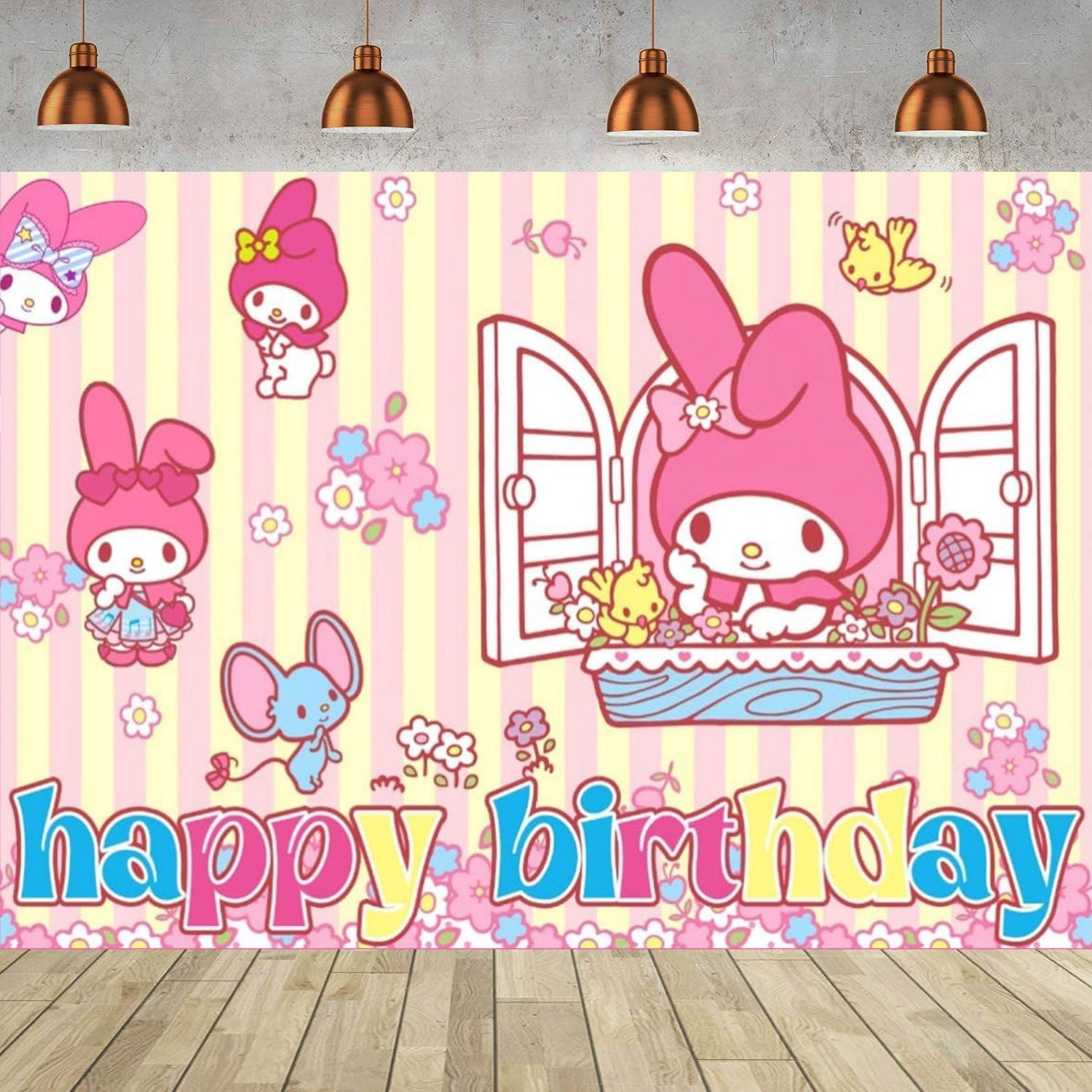 Melody Happy Birthday Anime Cartoon Theme Backdrops Banner Birthday ...