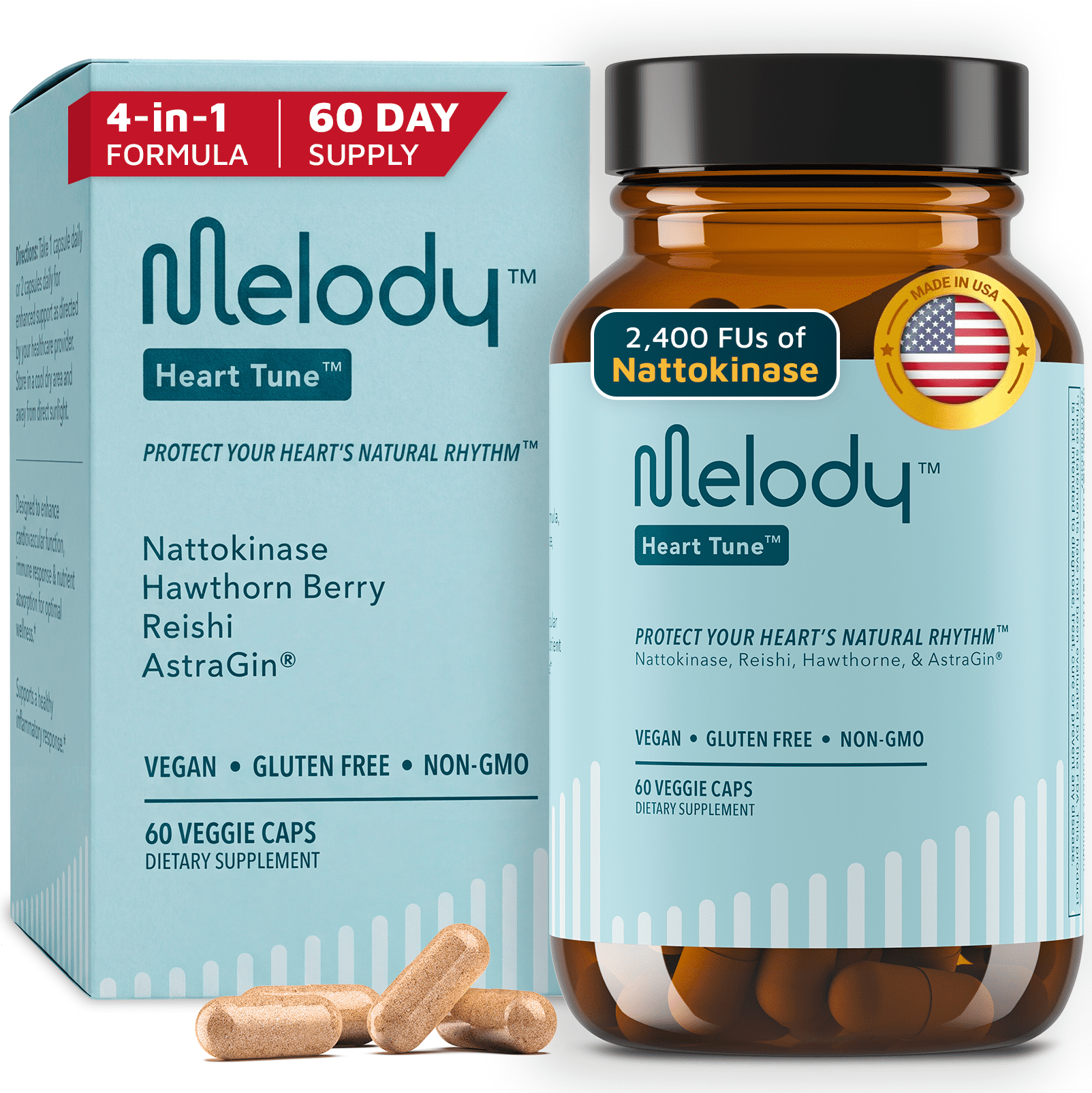 Melody Heart Tune 4-in-1 Blood Pressure Support Supplements 2,400 FU ...