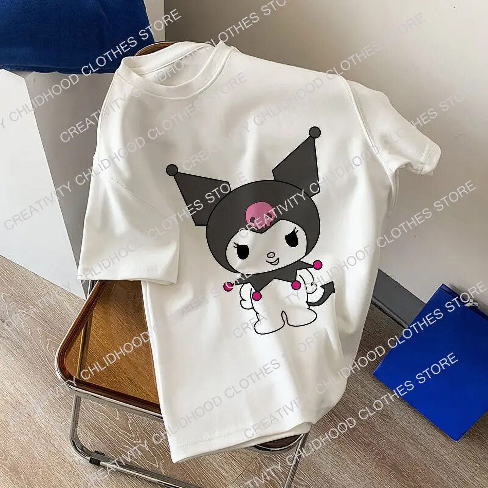 Melody Kuromi Cotton T-shirt Anime Sanrio Women T Shirts Kawaii ...