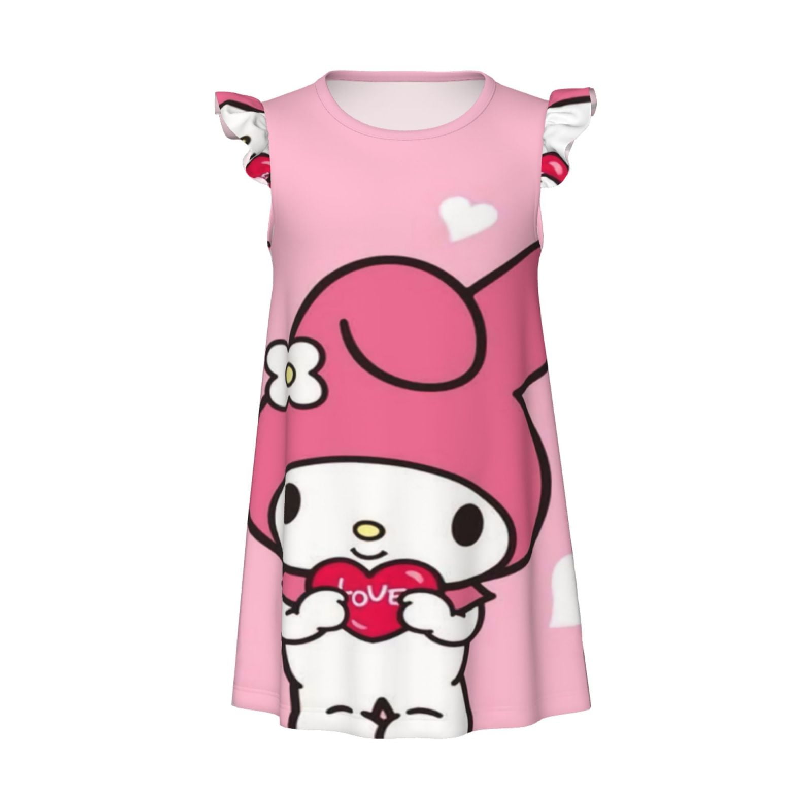 Melody Little Girls Nightgowns Soft Flutter Sleeve Night Dress Pajamas ...