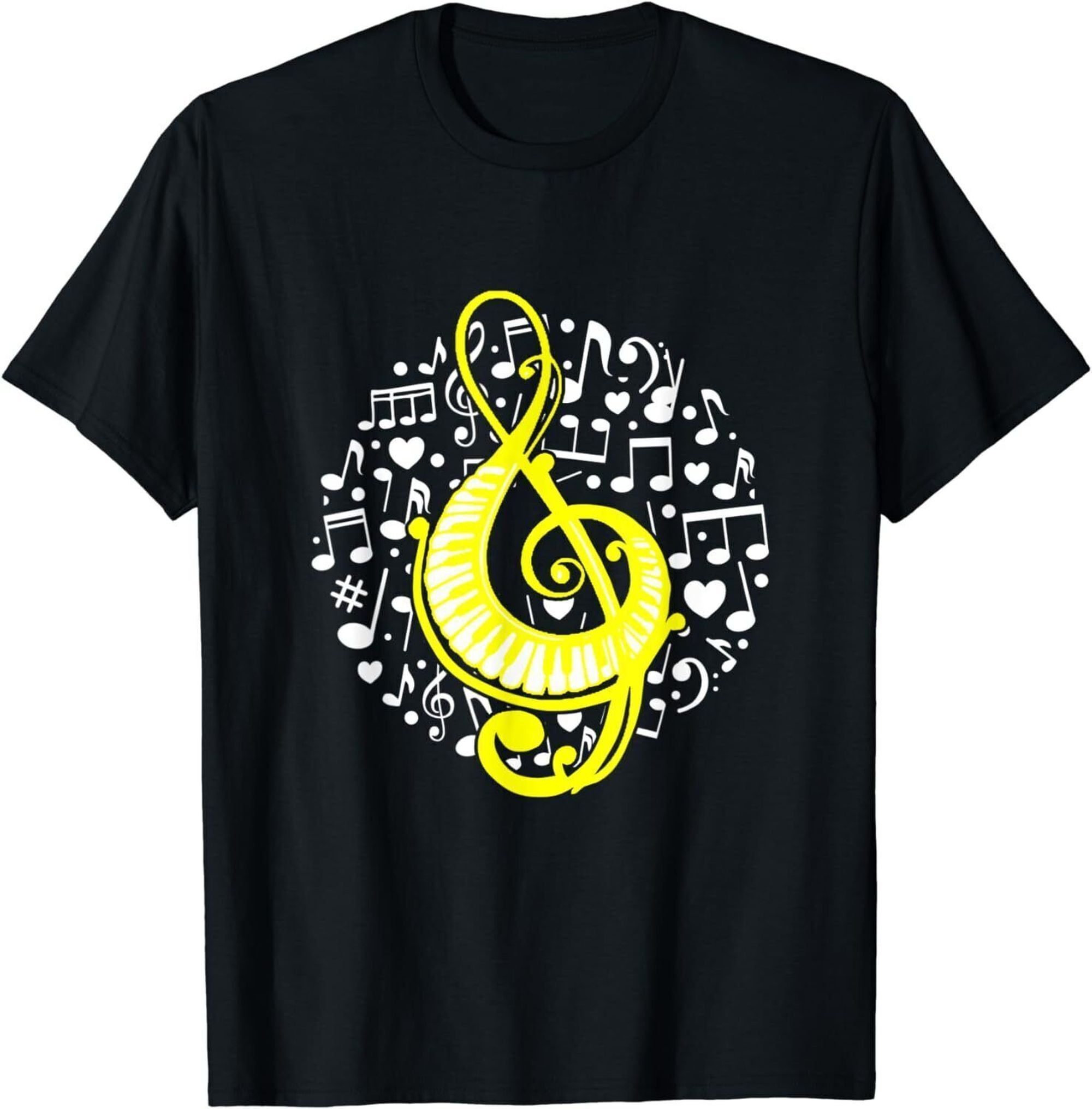 Melody Maker Piano Keyboard T-Shirt - Musical Note Treble Clef ...