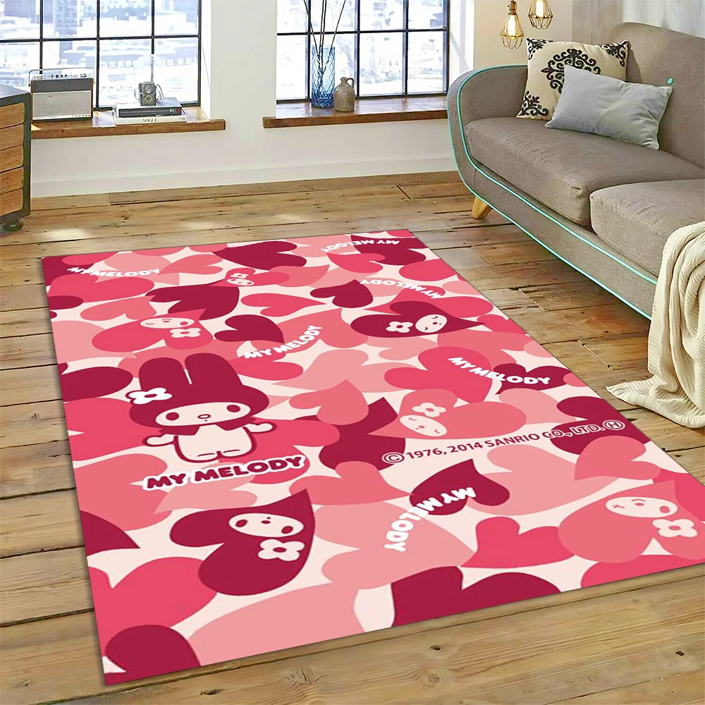 Melody Melo Cartoon Kawaii Sanrio Girl Carpet Rug for Bedroom Living ...