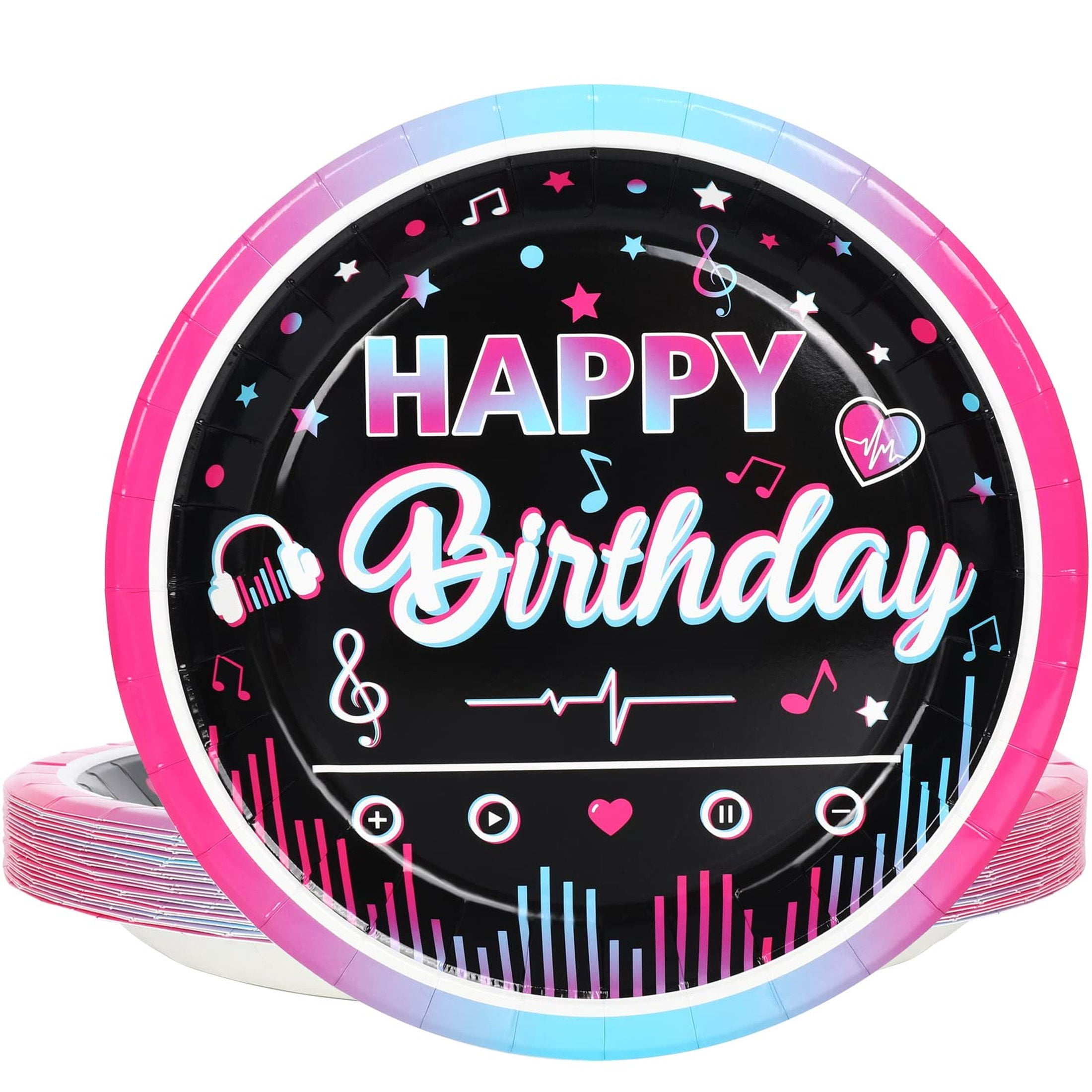 Melody Moments 24-Count Music Party Plates - Colorful Disposable ...